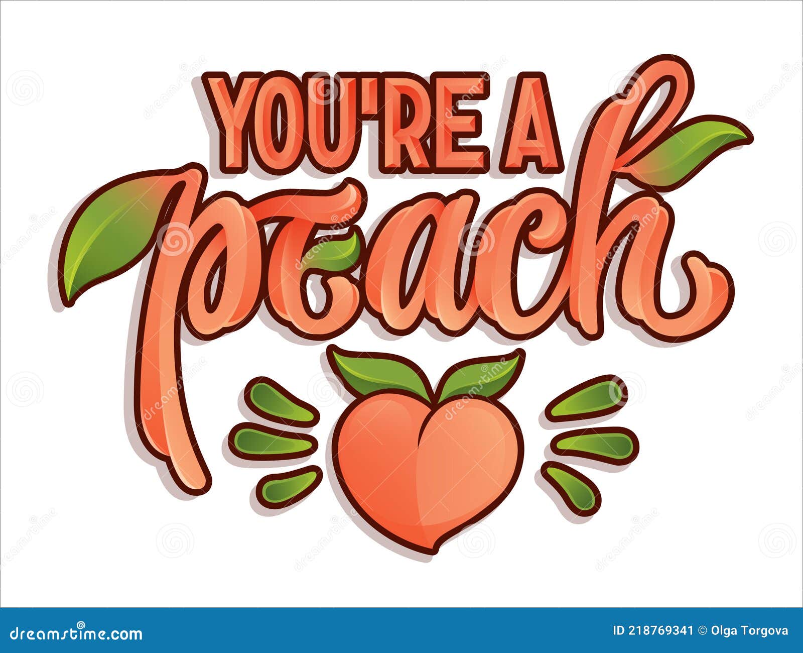 Hand Drawn Modern Lettering - You are a Peach. Graffiti Style Script ...