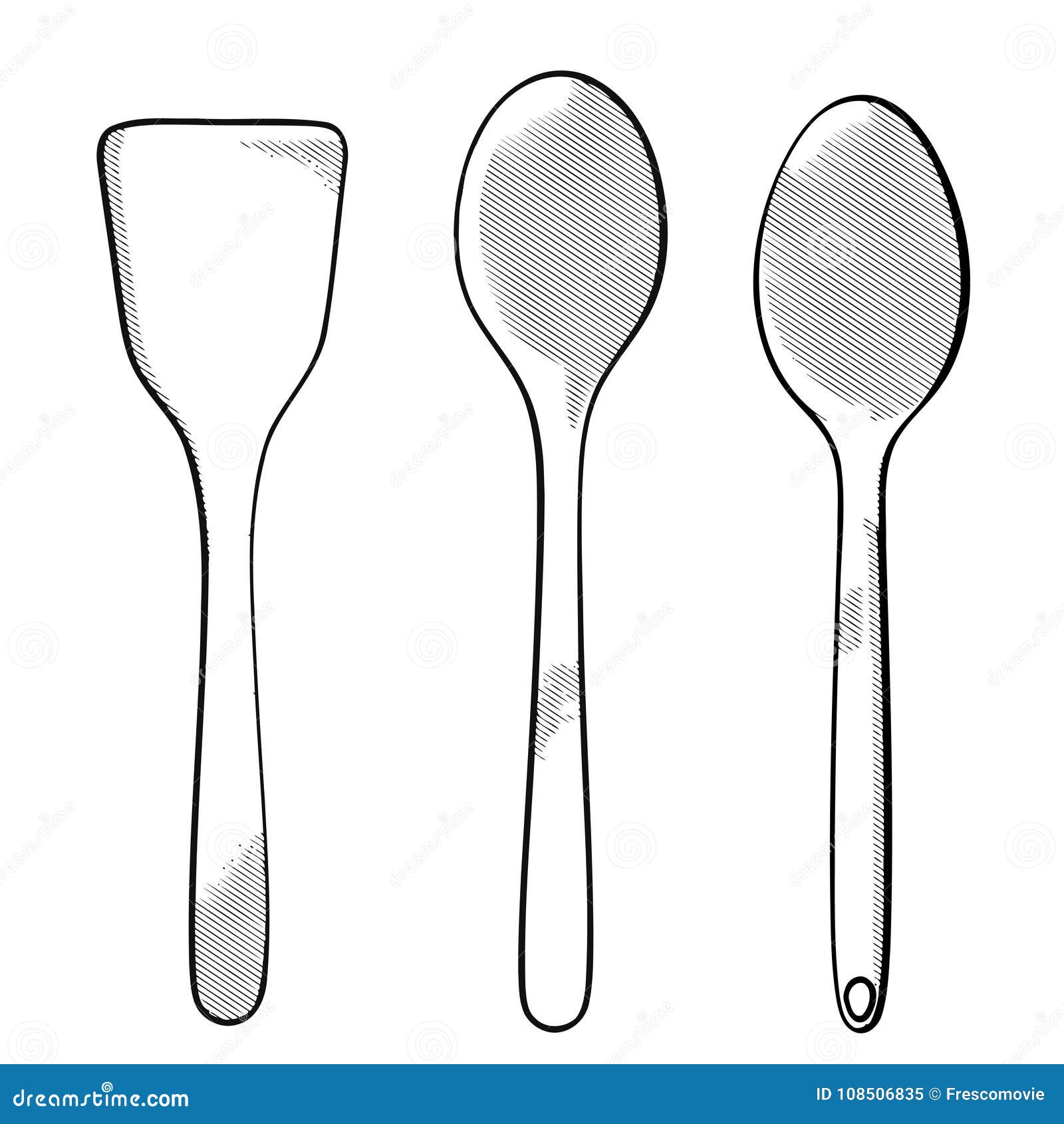Hand drawn modern spoons stock vector. Illustration of meal - 108506835