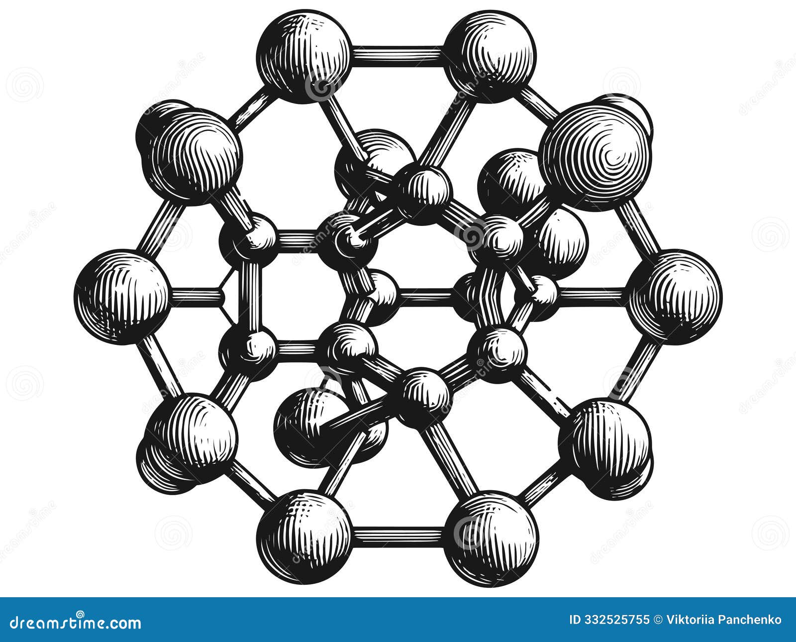 Hand-drawn Molecular Structure Sketch on White Background. Raster ...