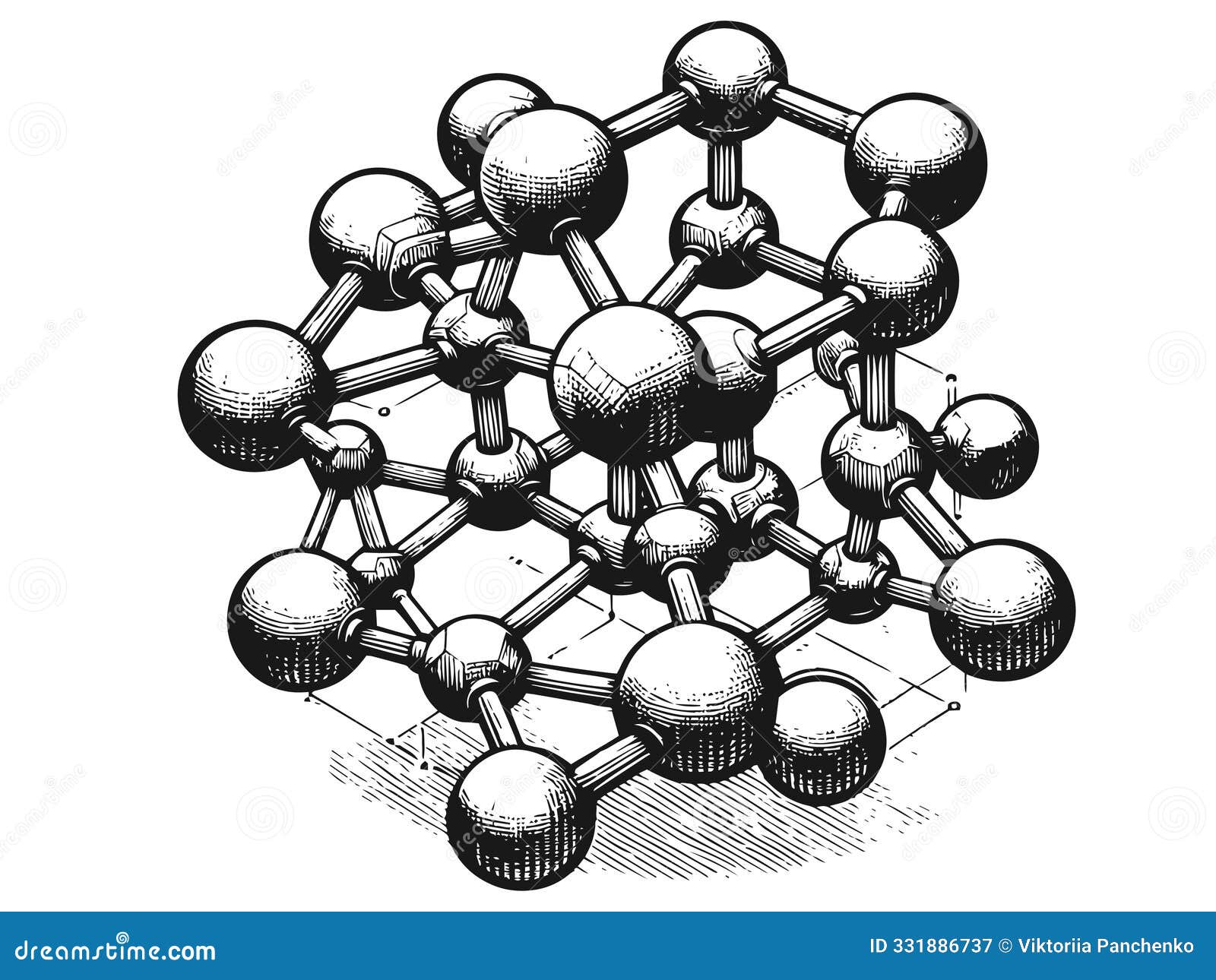 Hand-drawn Molecular Structure Sketch on White Background. Vector ...