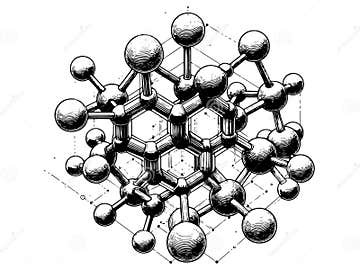 Hand-drawn Molecular Structure Sketch on White Background. Vector ...
