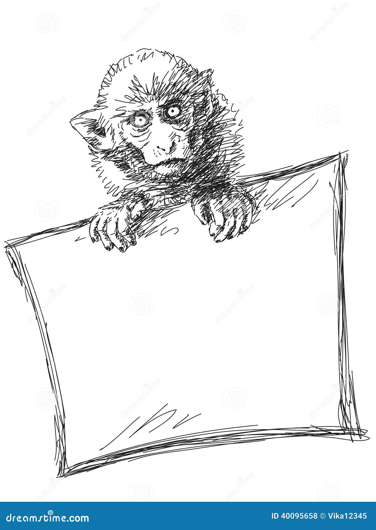Hand Drawn Monkey with Banner Stock Vector - Illustration of chimpanzee ...