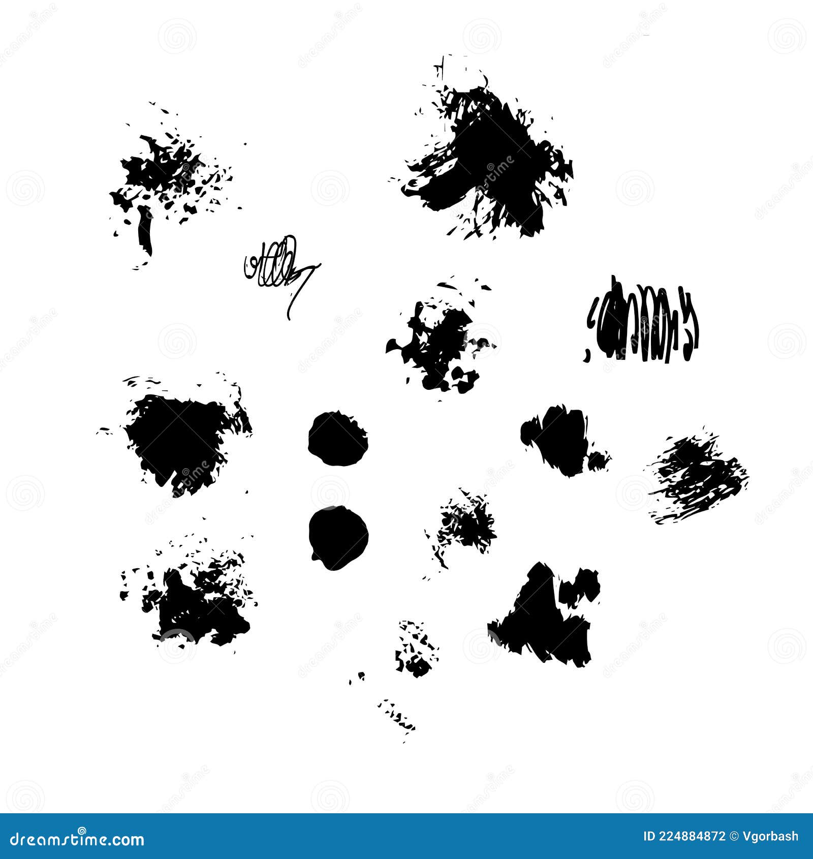 Hand Drawn Monochrome Texture Elements Set. Vector Illustration ...