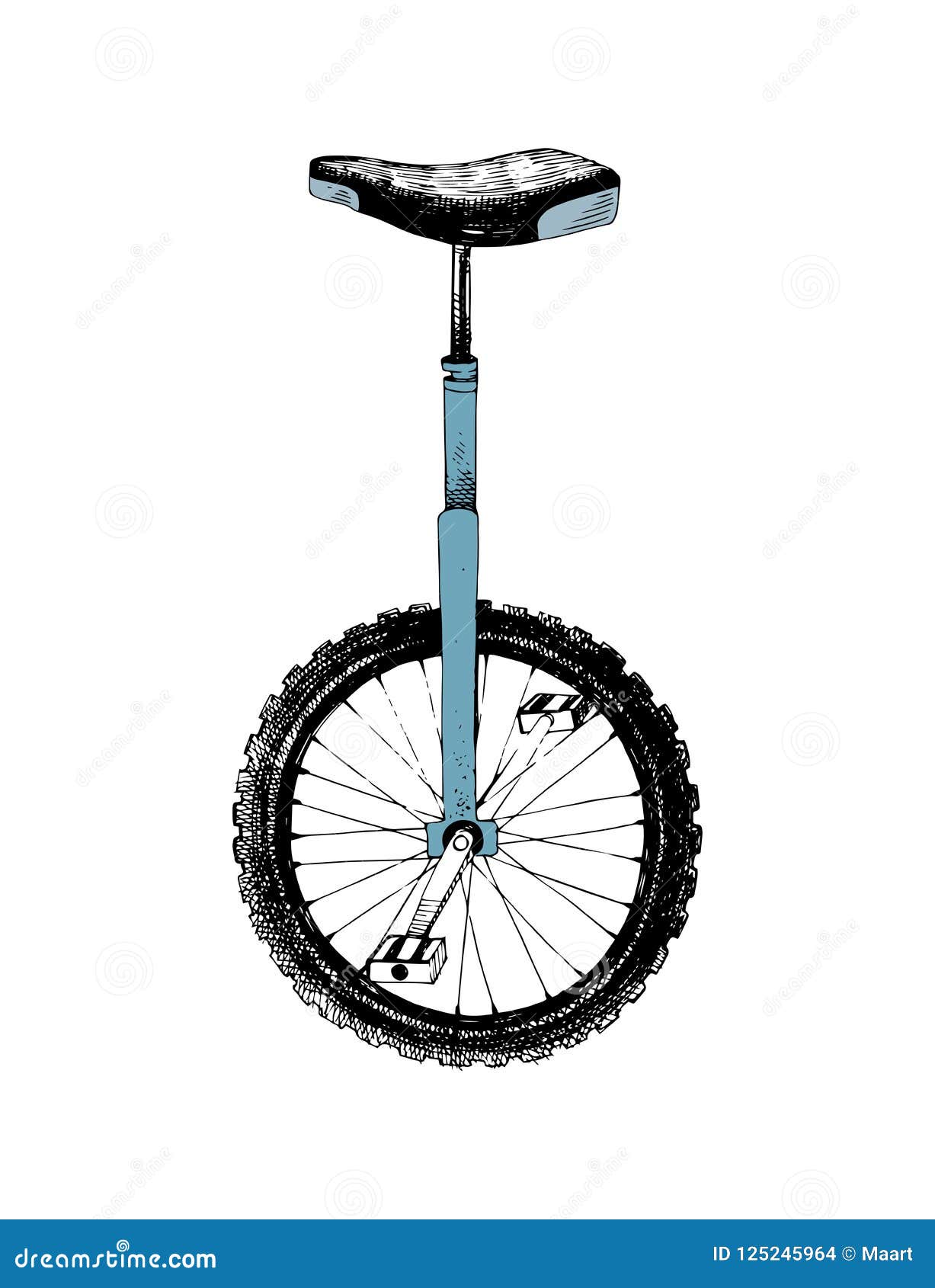 Hand drawn monocycle stock vector. Illustration of city - 125245964