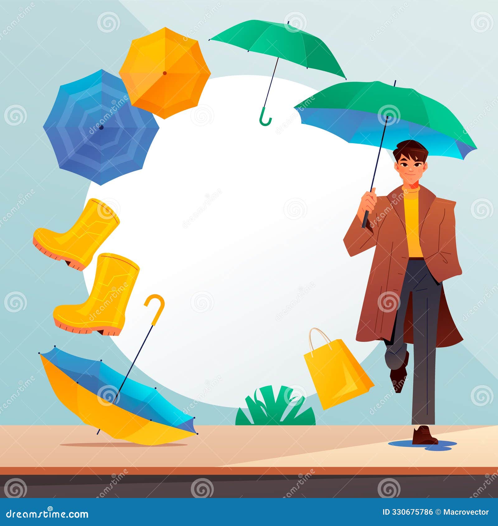 Monsoon Season Background With Clouds And Raindrops Blue Backdrop ...