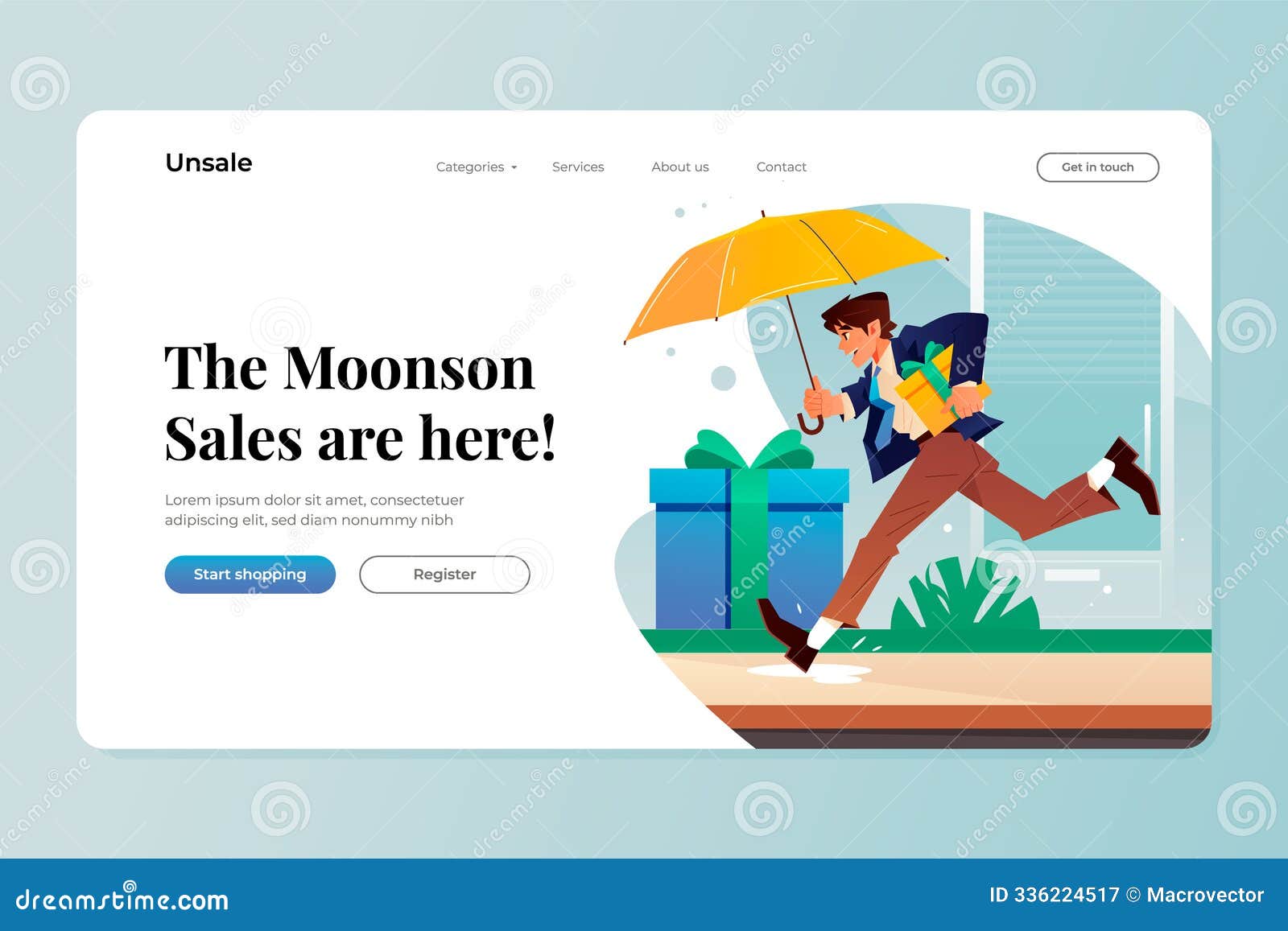 Hand Drawn Monsoon Season Landing Page Stock Illustration ...