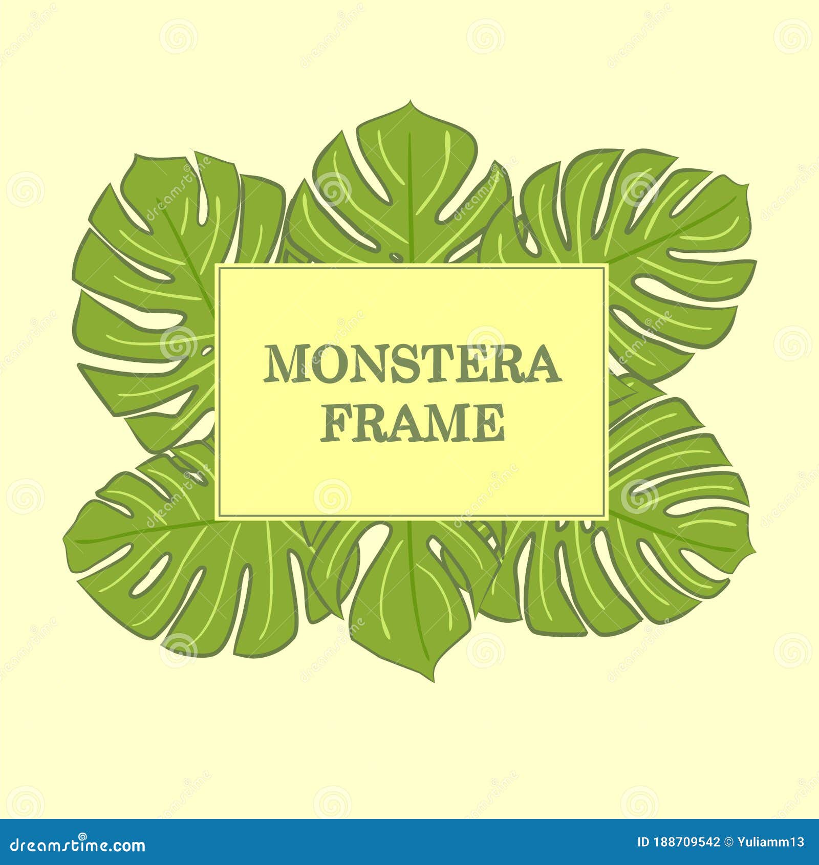 Hand drawn Monstera frame stock illustration. Illustration of organic ...