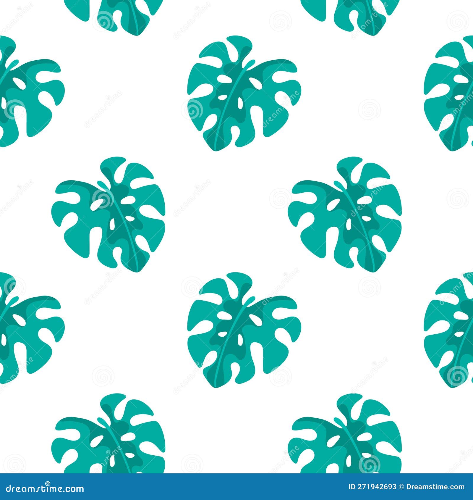 Hand Drawn Monstera Leaves Seamless Pattern on White Background. Vector ...