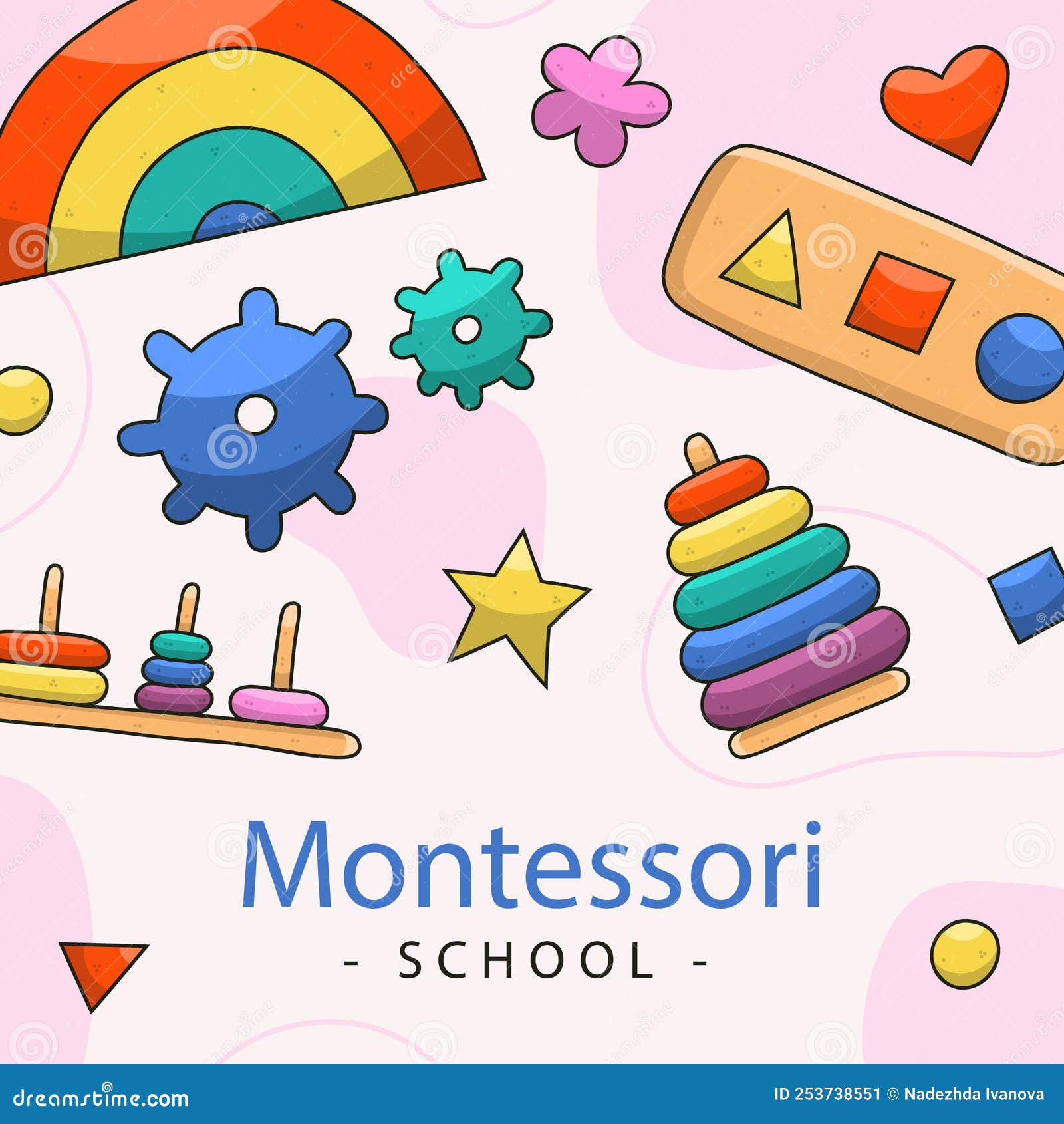 Hand Drawn Montessori Toys Illustration Vector Illustration Stock ...