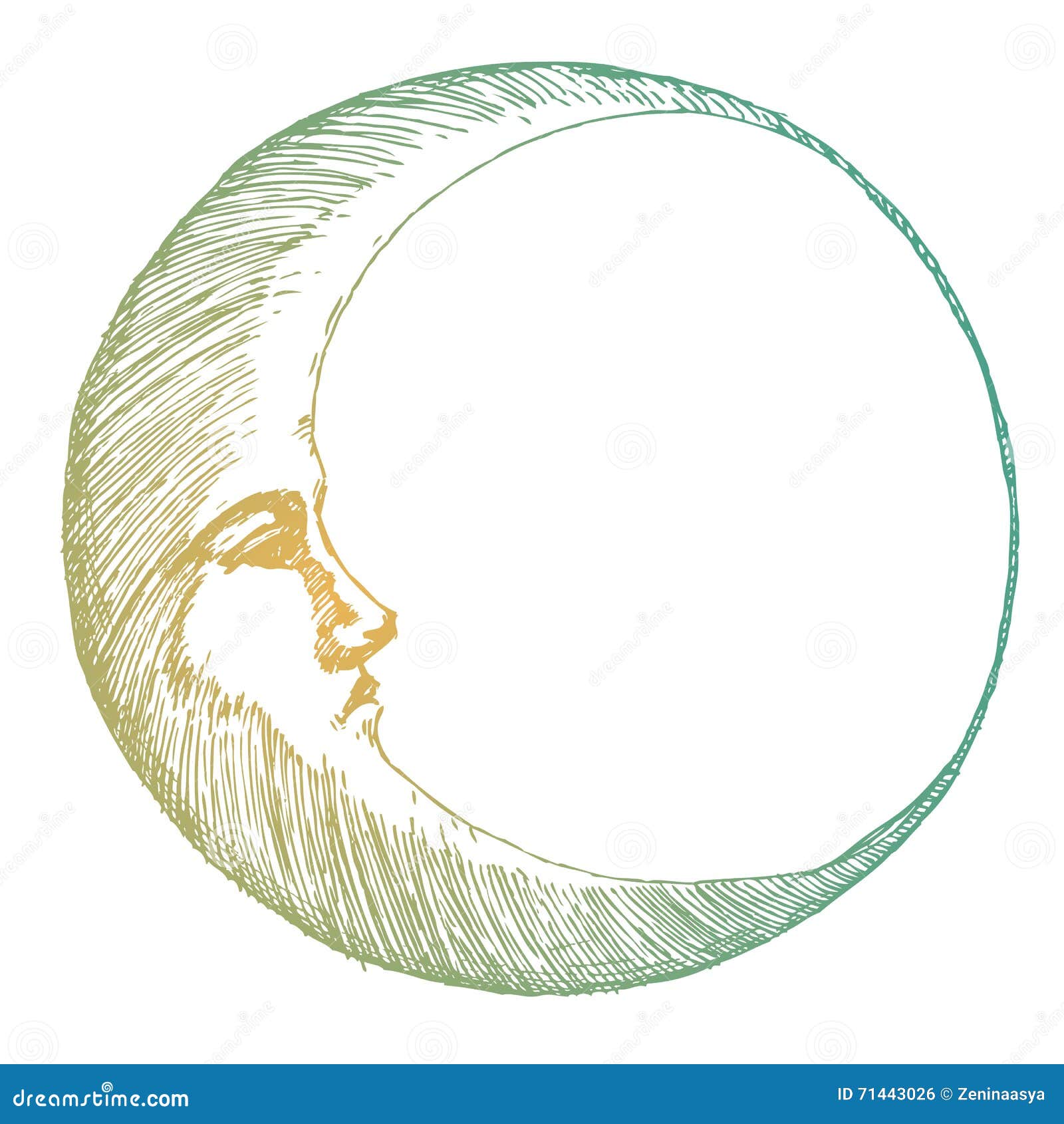 Hand drawn moon stock vector. Illustration of moon, vintage - 71443026