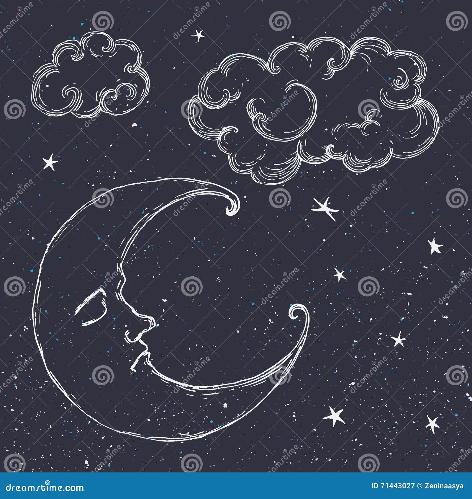 Hand drawn moon stock vector. Illustration of symbol - 71443027