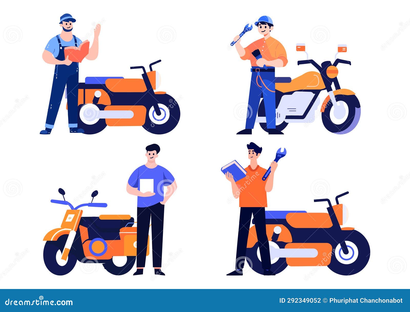 Hand Drawn Motorcycle Mechanic in Flat Style Stock Vector ...