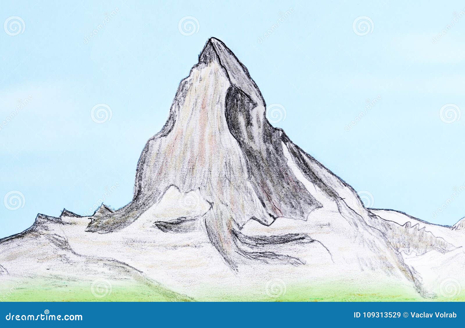 Hand Drawn of Mountain Matterhorn. Stock Illustration - Illustration of ...