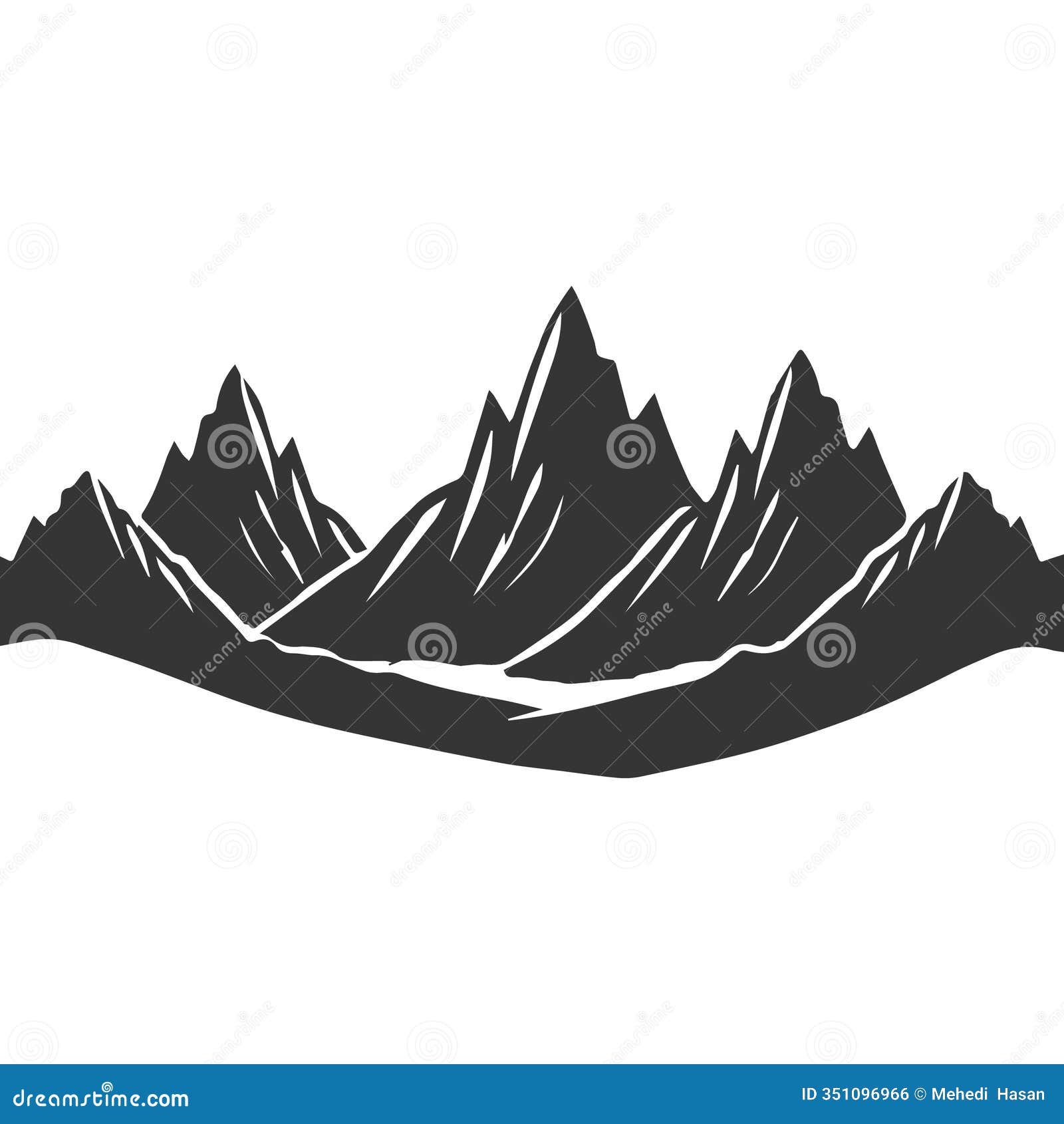 Hand Drawn Mountain Range Silhouette Stock Illustration - Illustration ...