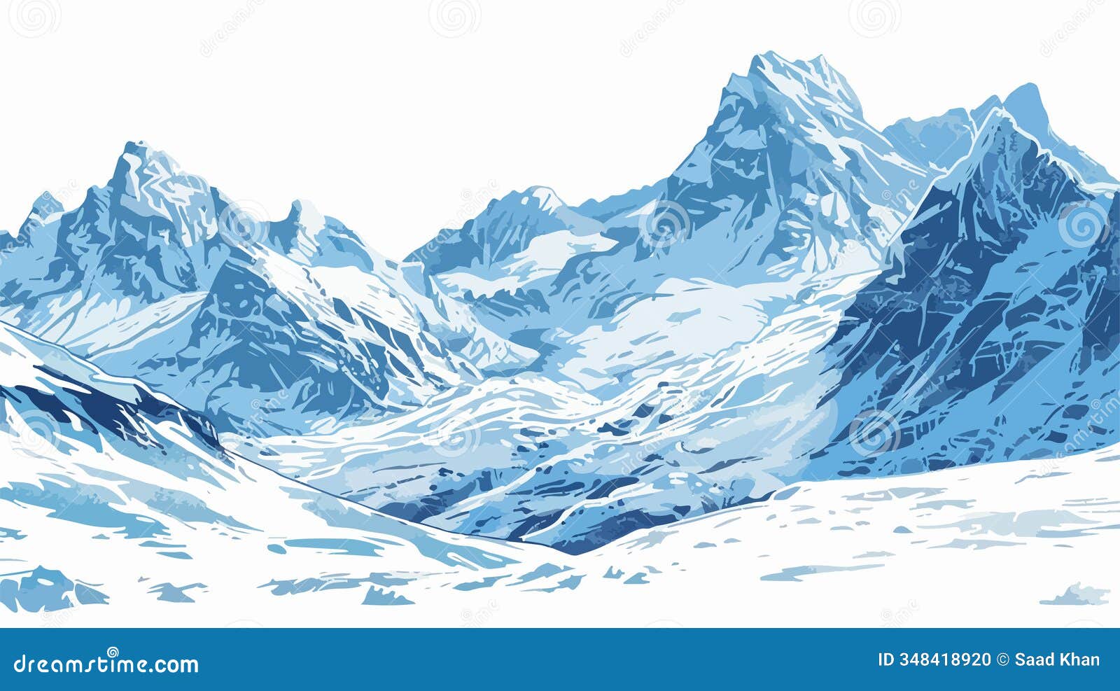 Hand Drawn Mountain Ridge Range Illustration for Design Projects Stock ...