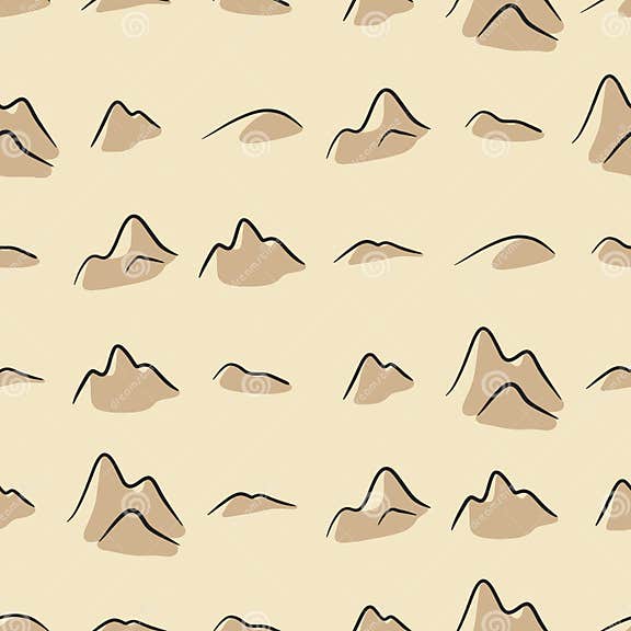 Hand Drawn Mountain Seamless Pattern. Landscape Pattern Stock ...