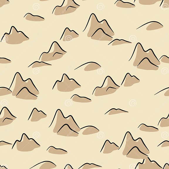 Hand Drawn Mountain Seamless Pattern. Landscape Pattern Stock ...