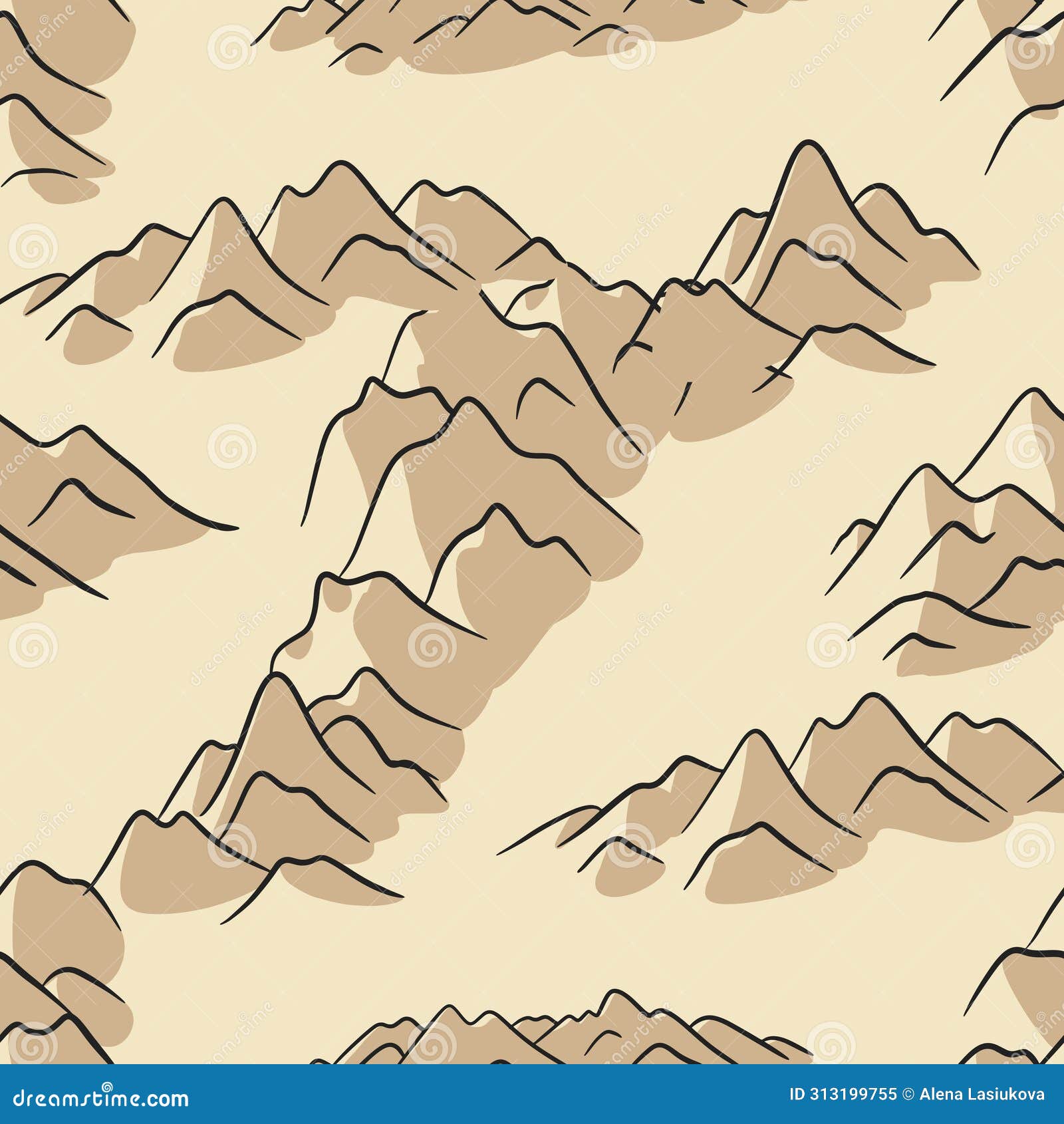 Hand Drawn Mountain Seamless Pattern. Landscape Pattern Stock Vector ...
