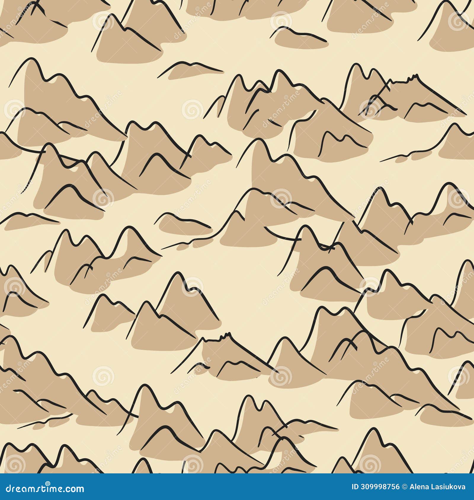 Hand Drawn Mountain Seamless Pattern. Landscape Pattern Stock ...