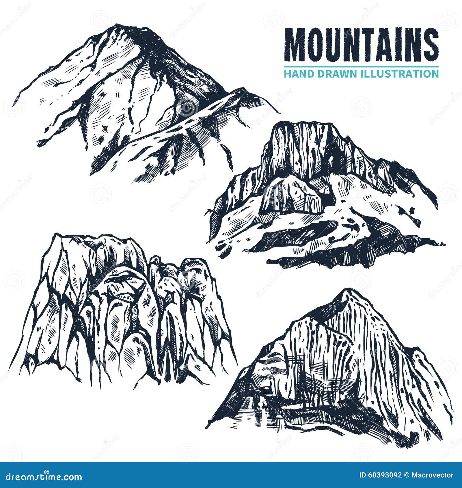 Hand Drawn Mountains Contours Stock Vector - Illustration of range ...