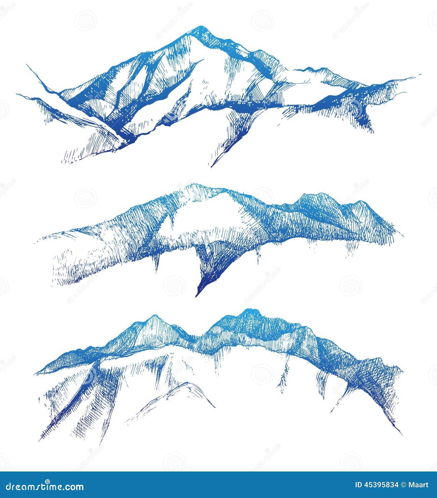 Hand drawn mountains stock vector. Illustration of drawing - 45395834