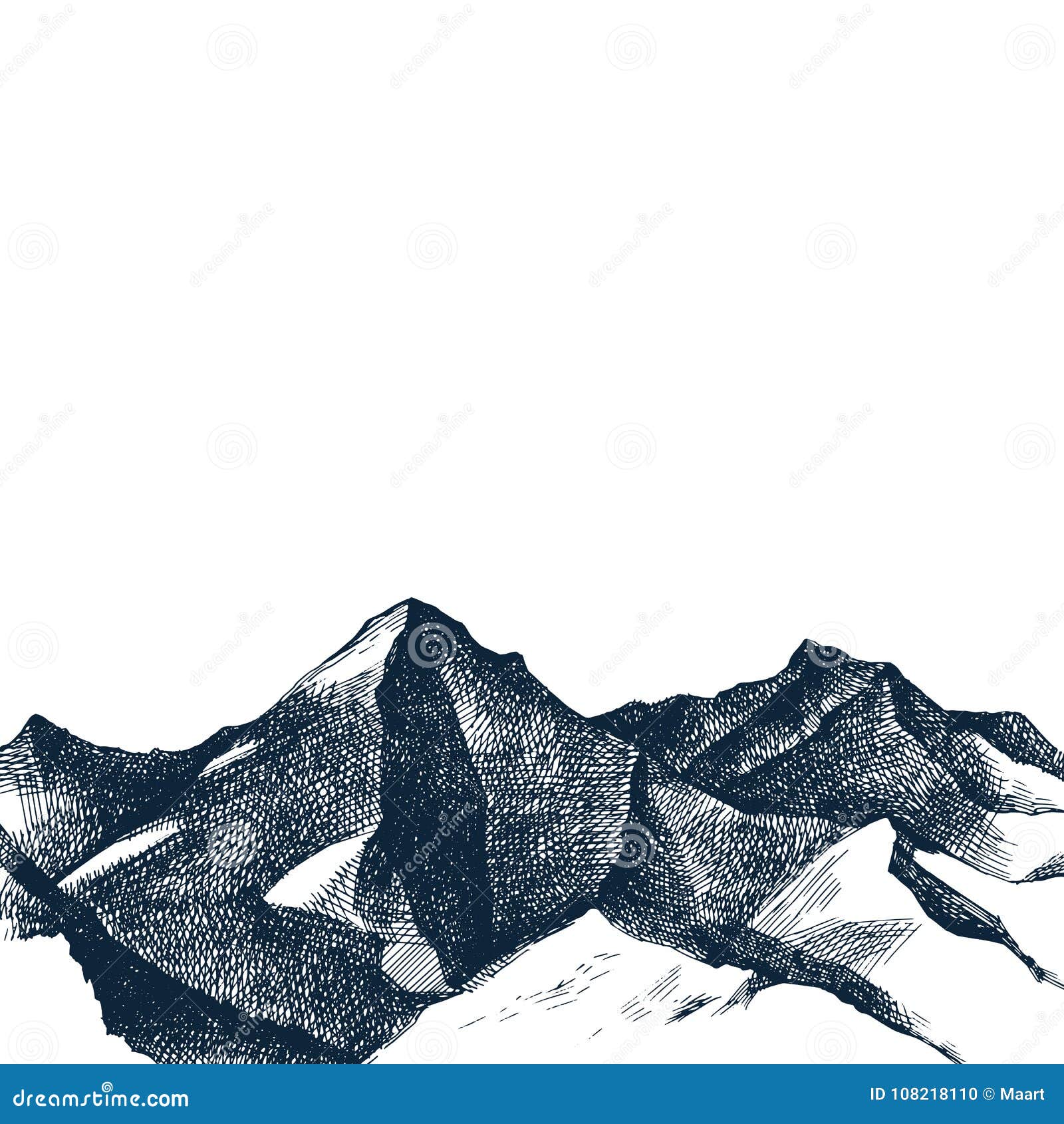 Hand Drawn Mountains Vector Illustration Stock Vector - Illustration of ...