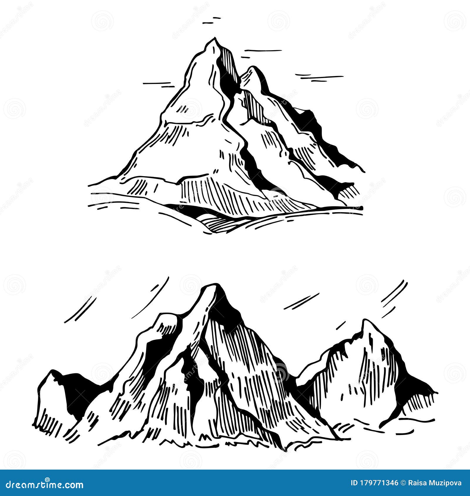 Hand Drawn Mountains . Vector Sketch Illustration Stock Vector ...