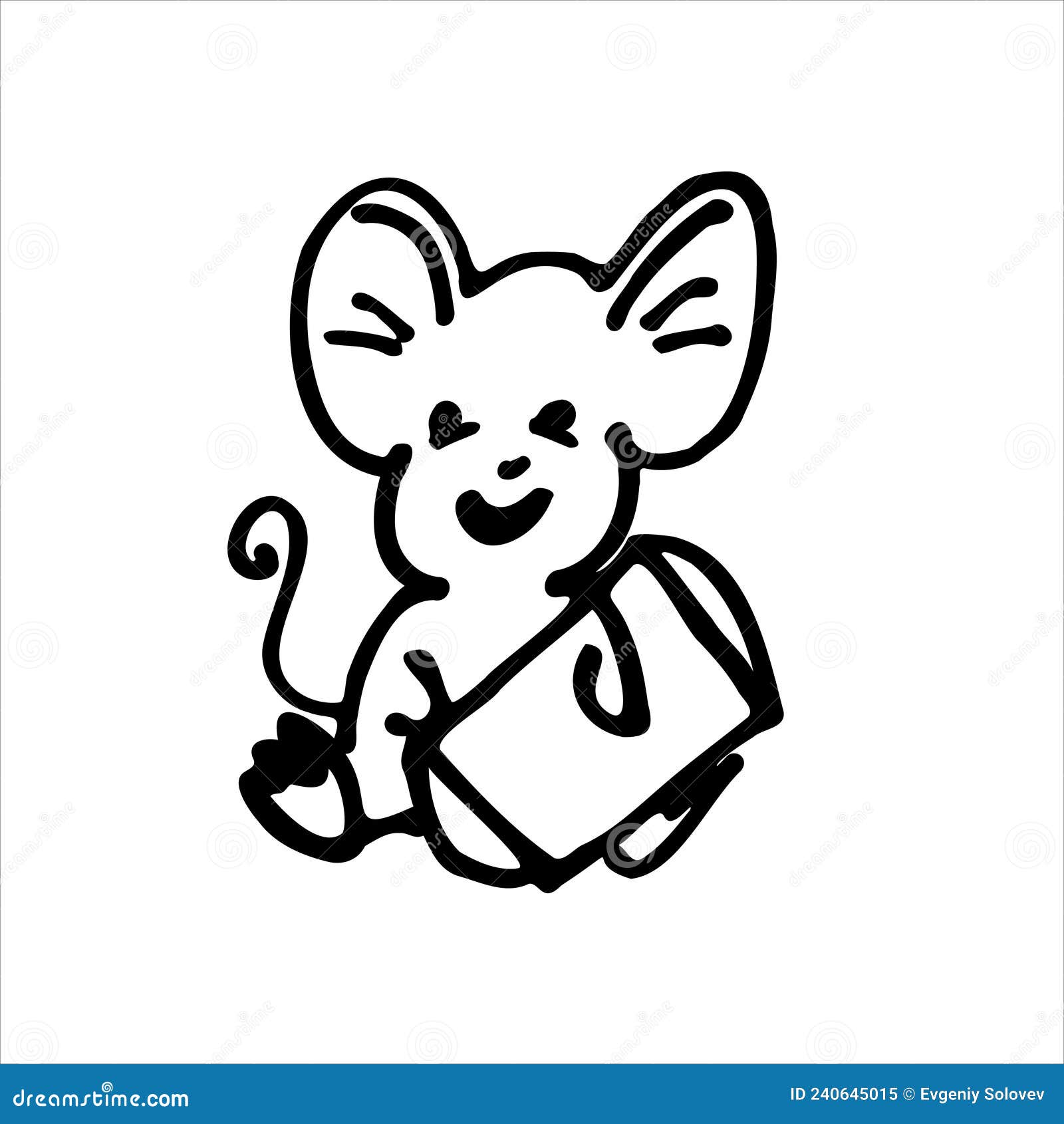 Hand Drawn Mouse with a Book. the Image is Isolated on a White ...