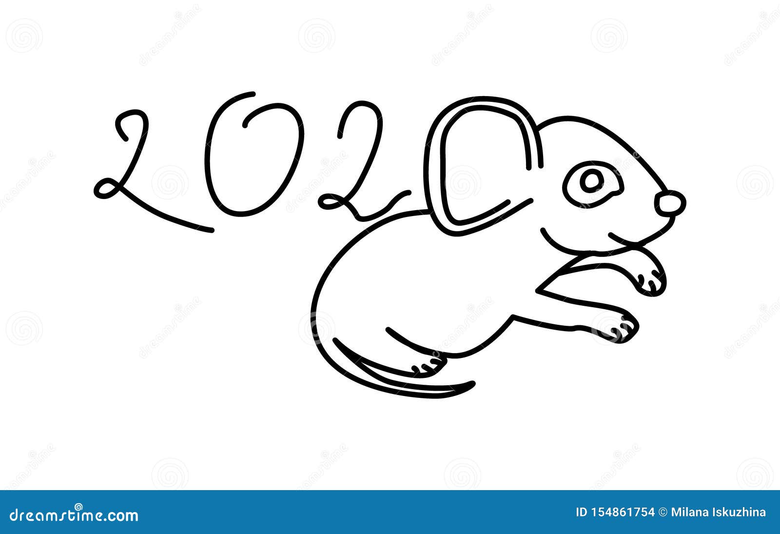 Hand Drawn Mouse in Line Style. Vector Illustration Stock Vector ...
