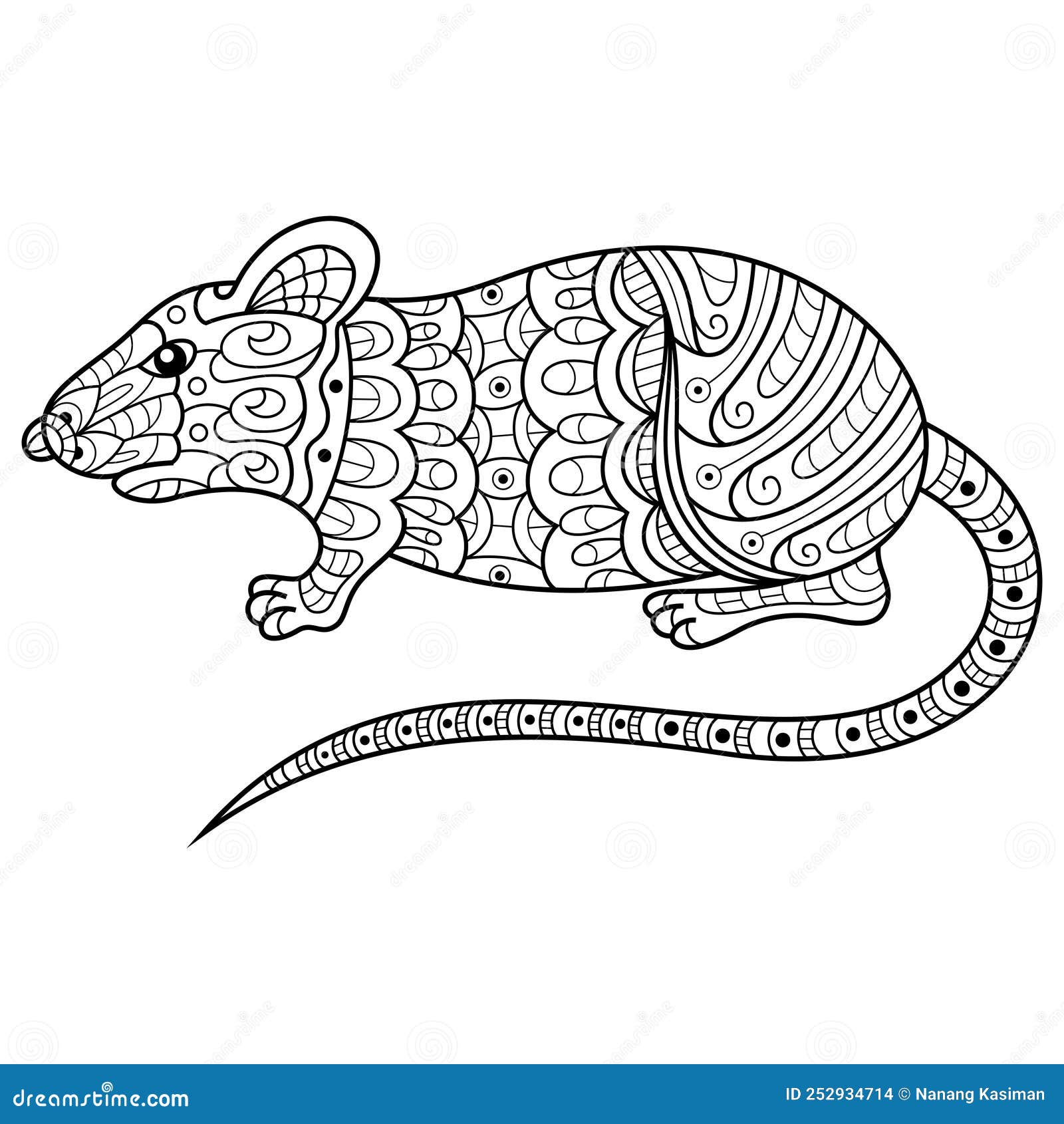 Hand Drawn Of Mouse In Zentangle Style Vector Illustration ...