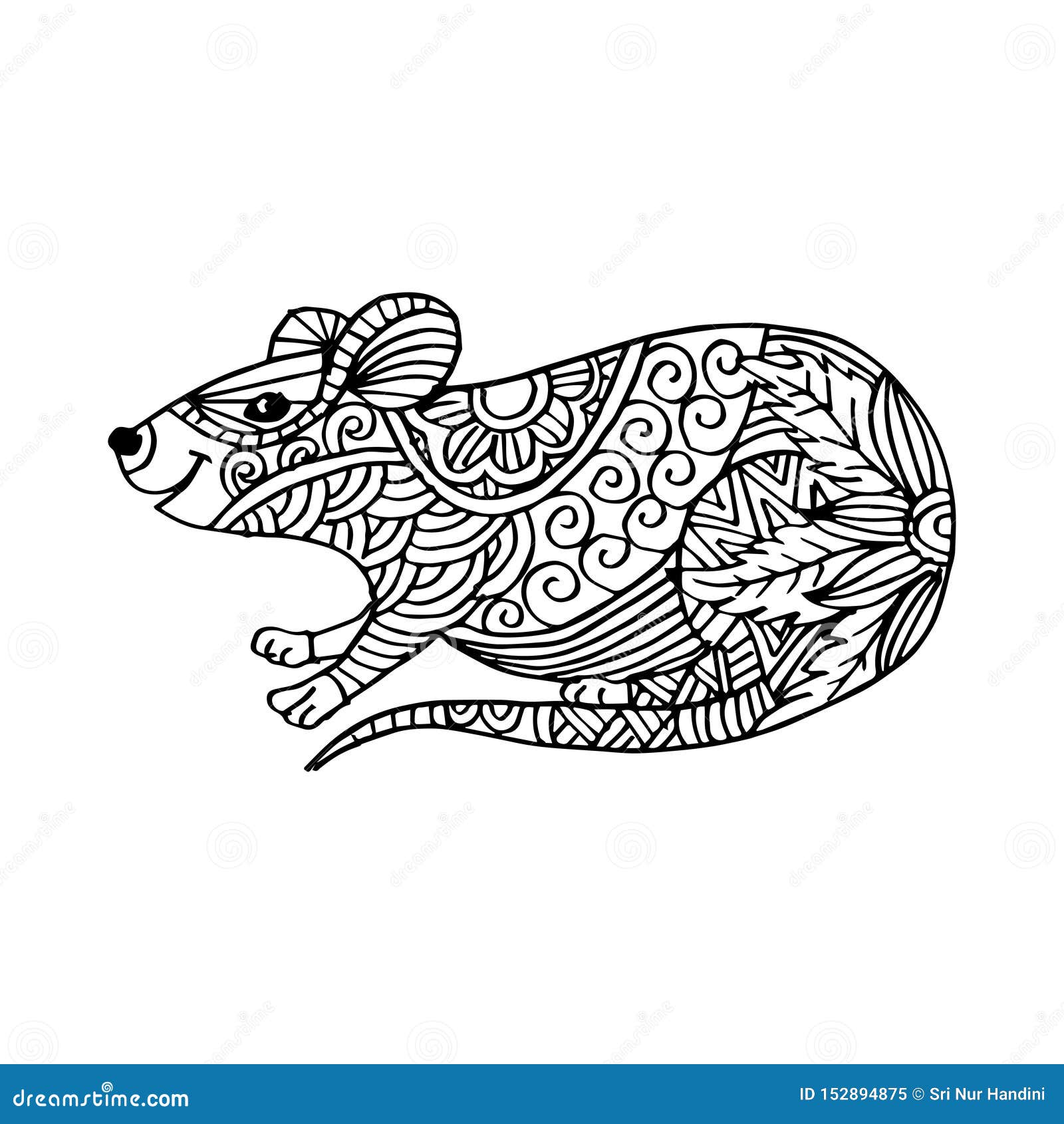 Hand Drawn Mouse. Zentangle Stylized Stock Vector - Illustration of ...