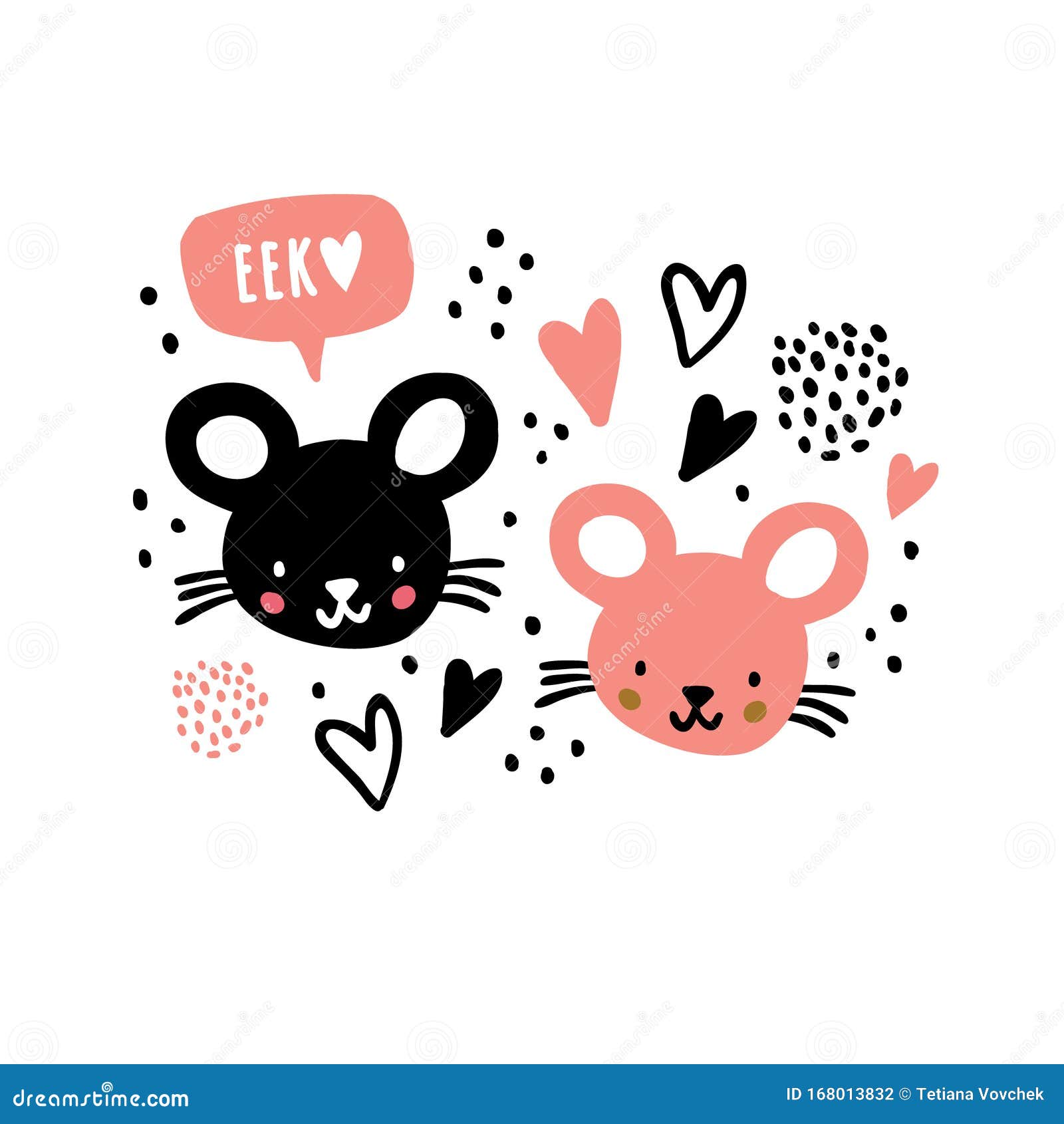 Hand Drawn Mouses Faces with Speech Bubble Eek Stock Vector ...