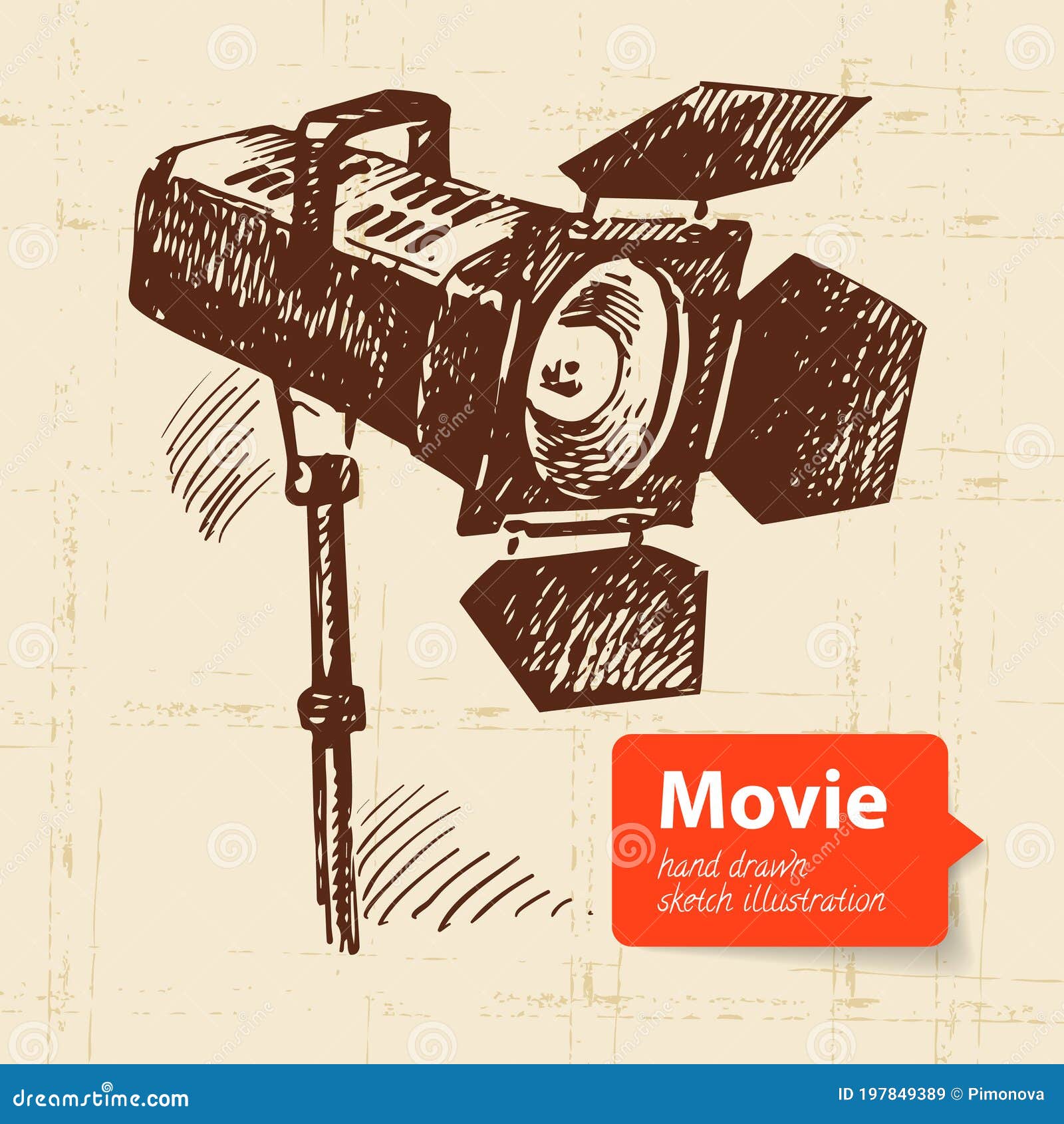 Hand Drawn Movie Illustration. Sketch Background Stock Vector ...