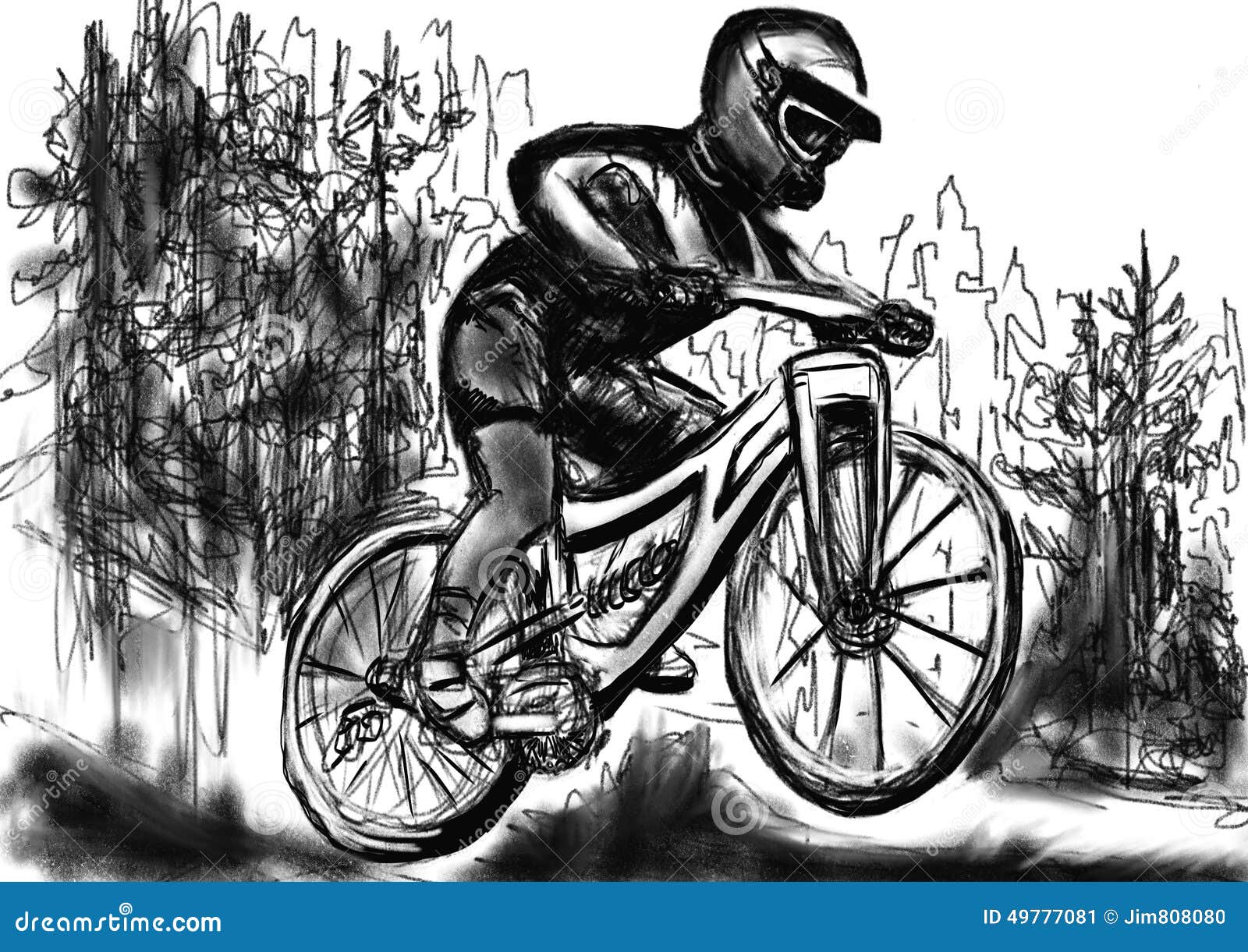 Hand drawn mtb downhill stock illustration. Illustration of bicycle ...