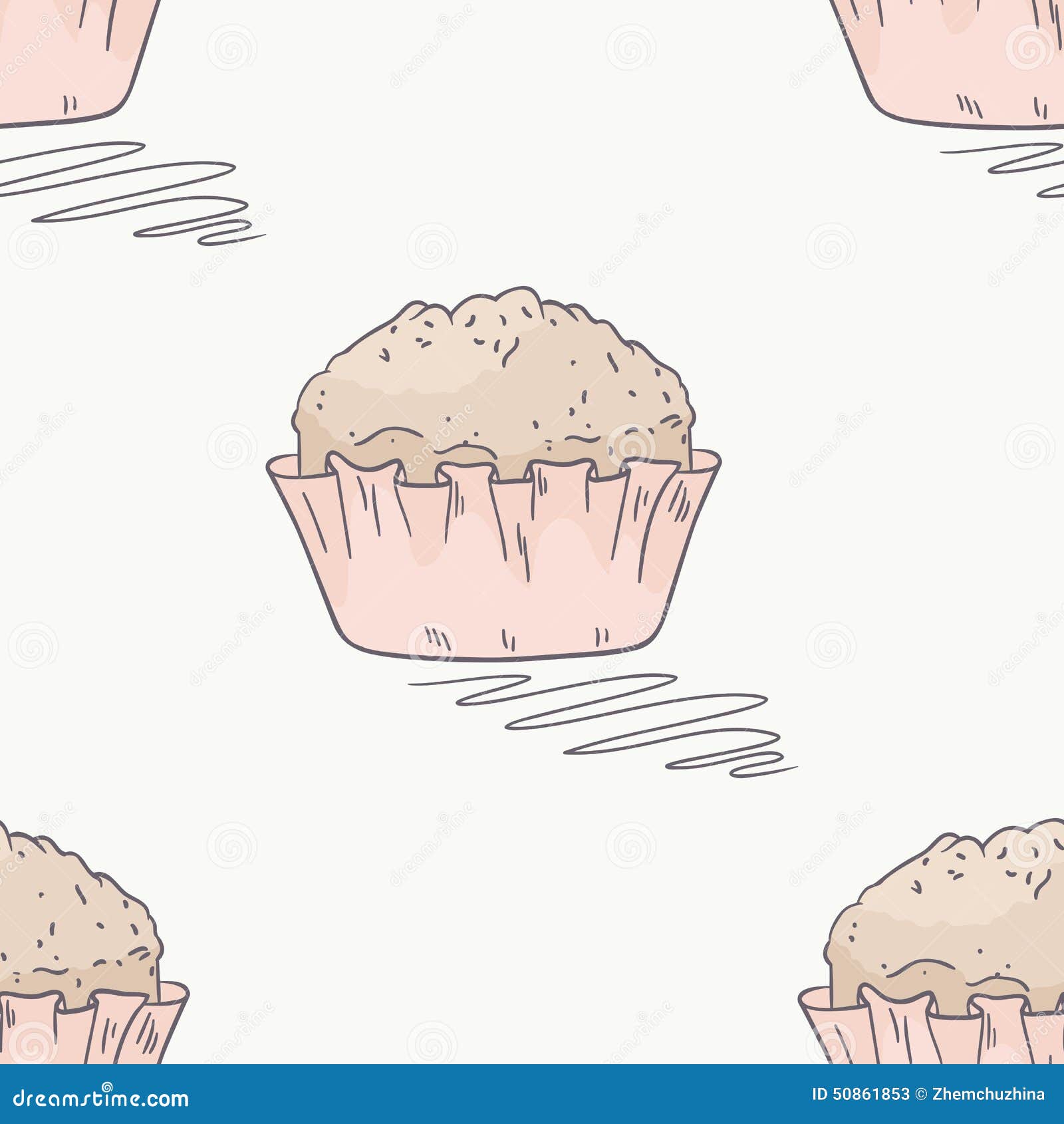 Hand Drawn Muffin Seamless Pattern Stock Vector - Illustration of ...