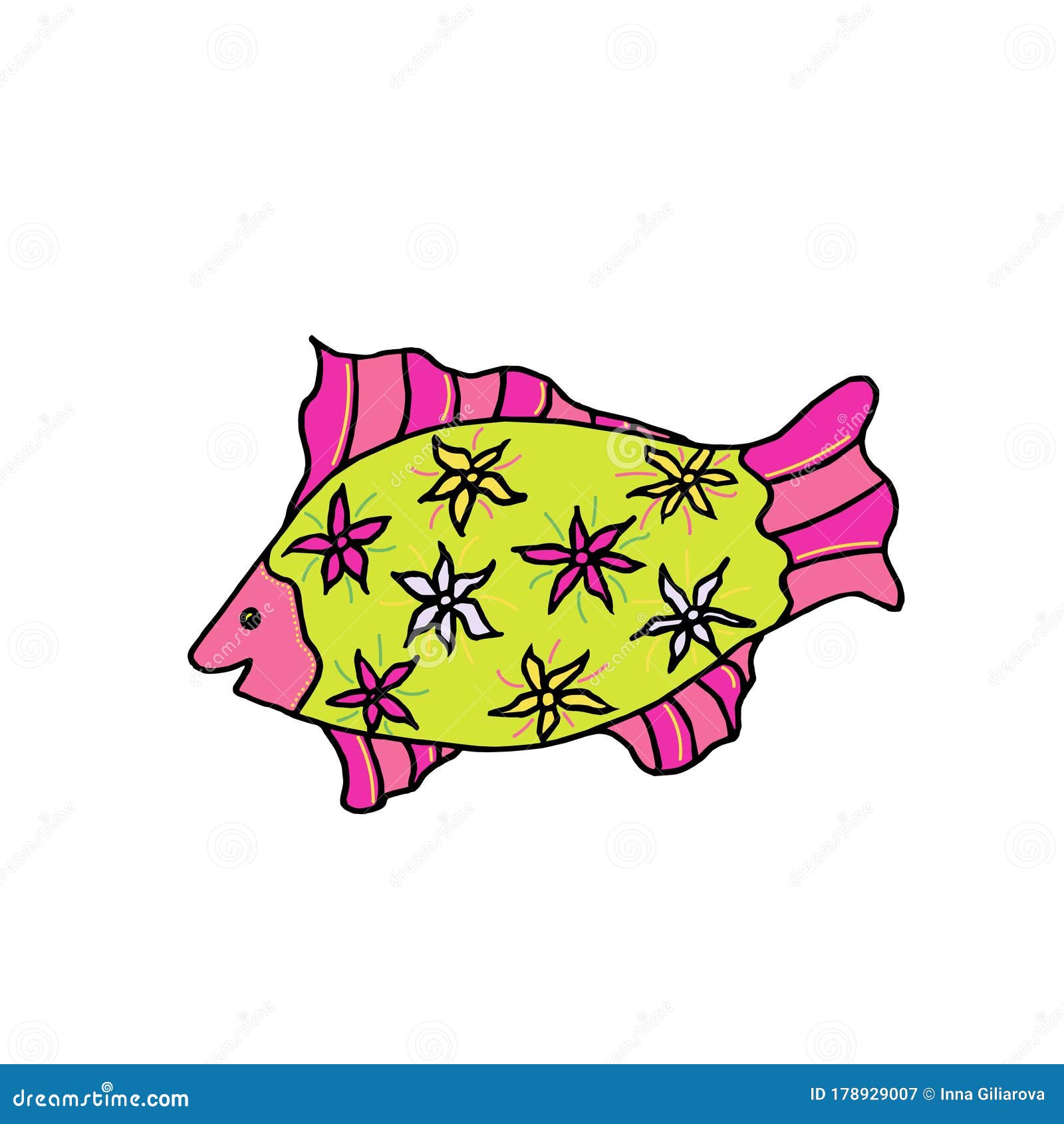 Hand-drawn Multi-colored Vector Fish Stock Vector - Illustration of ...