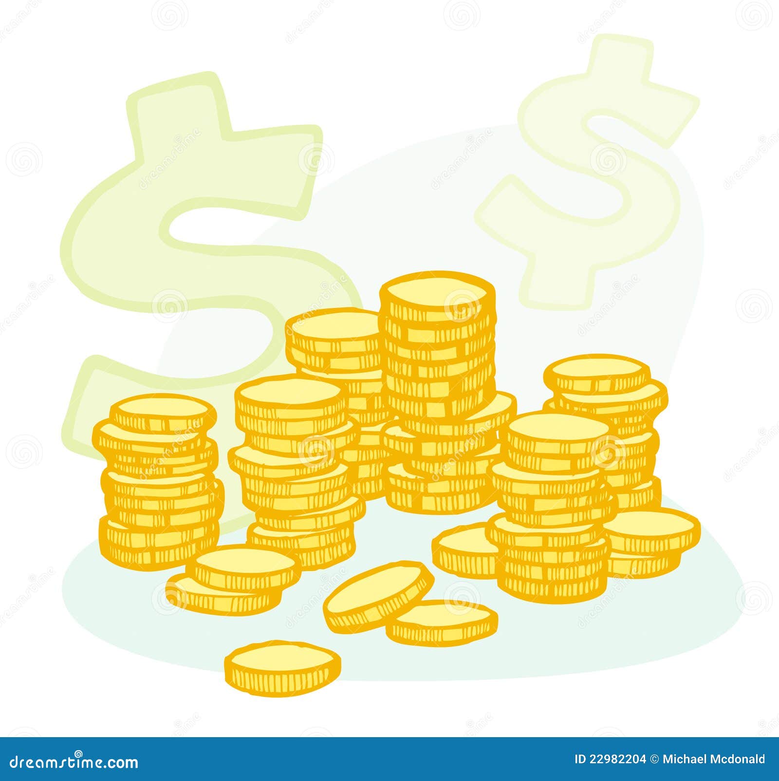 Hand-drawn Muntstukstapels En Geldsymbolen Vector Illustratie ...