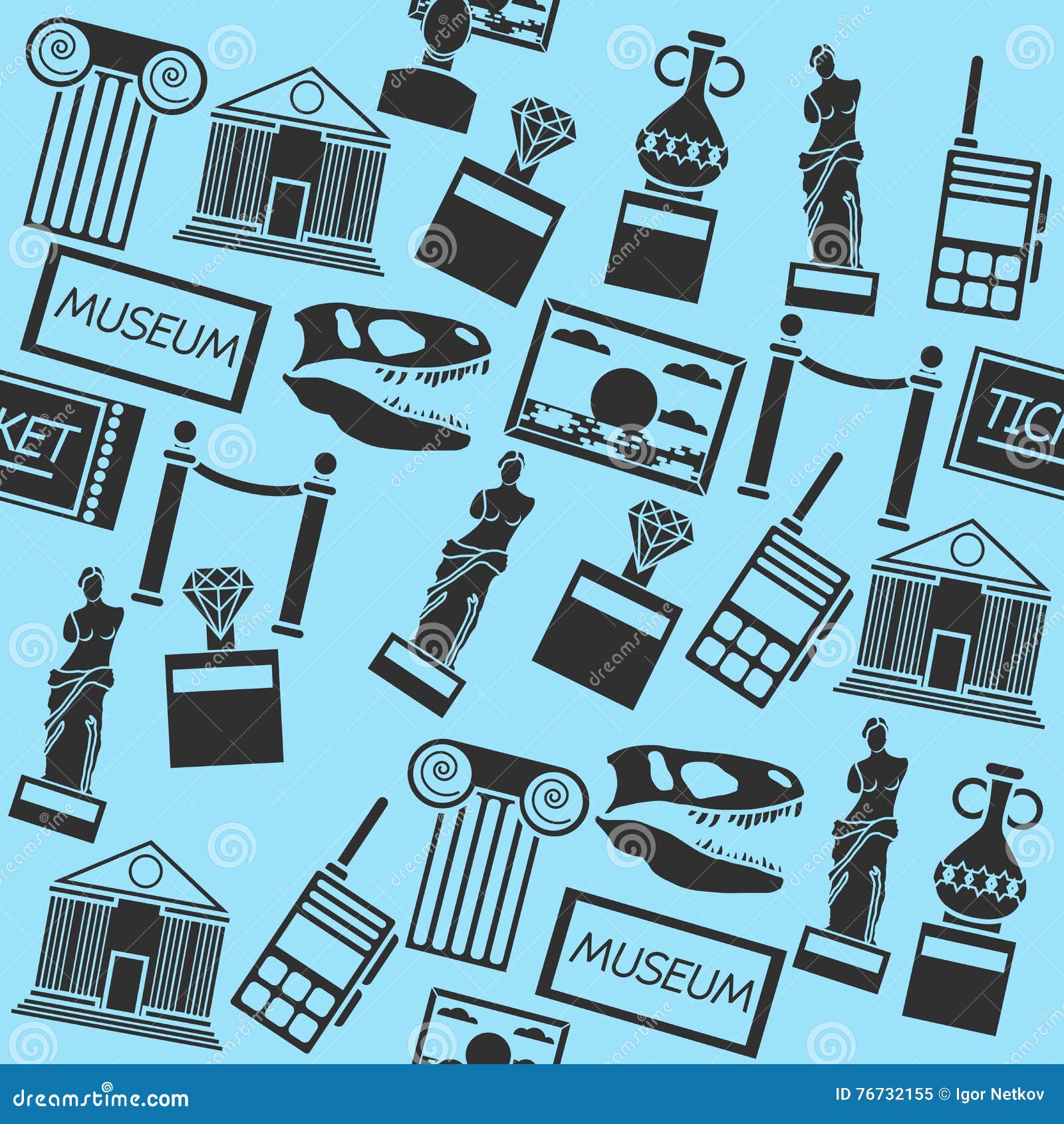 Hand drawn museum pattern stock vector. Illustration of flower - 76732155