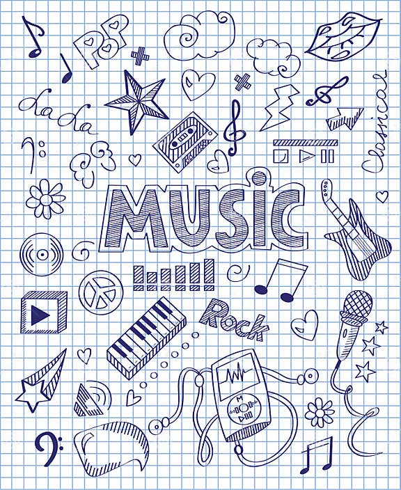 Hand drawn music set stock vector. Illustration of flower - 50721691