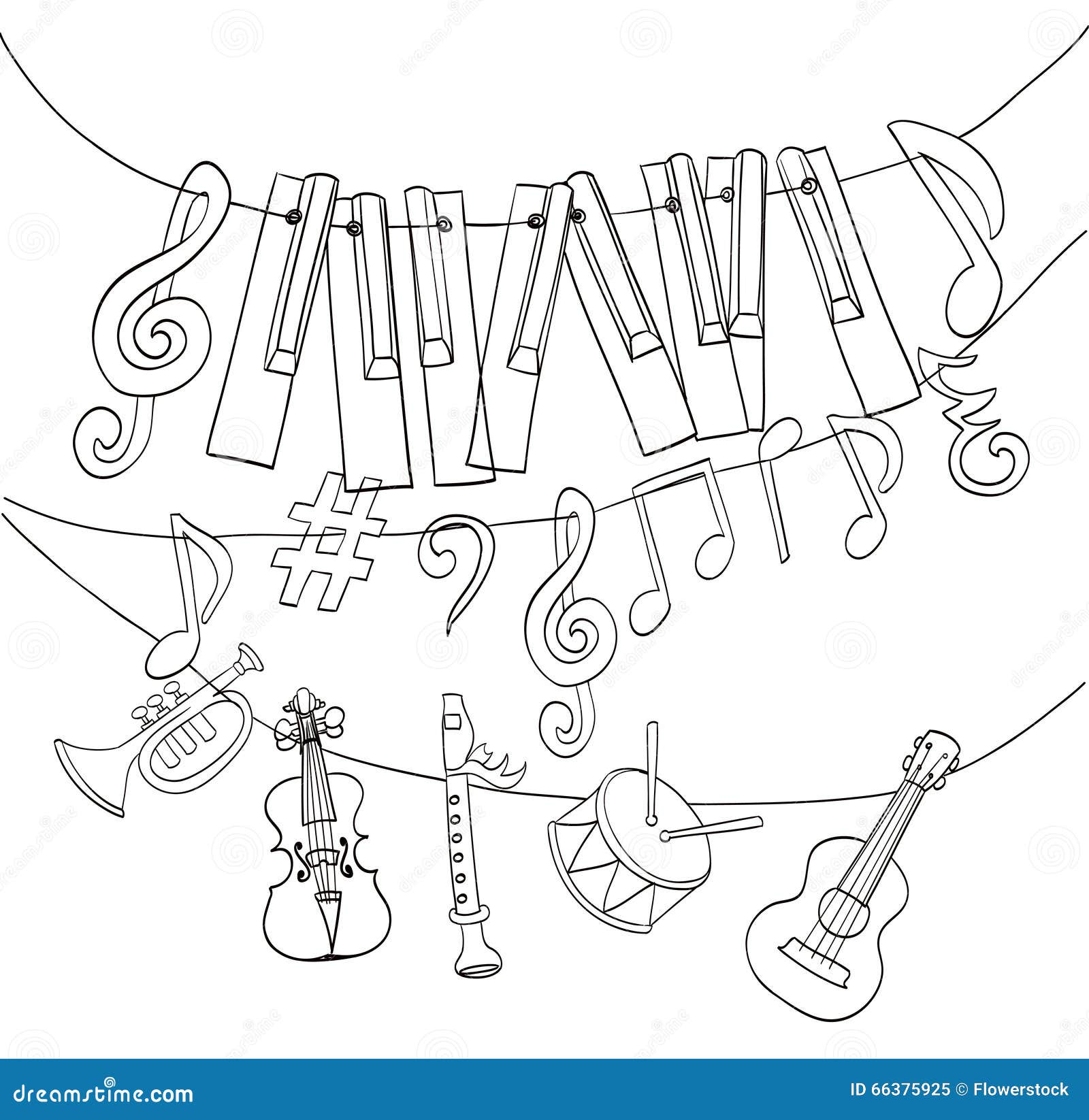 Hand Drawn Musical Instruments Stock Vector - Illustration of notes ...