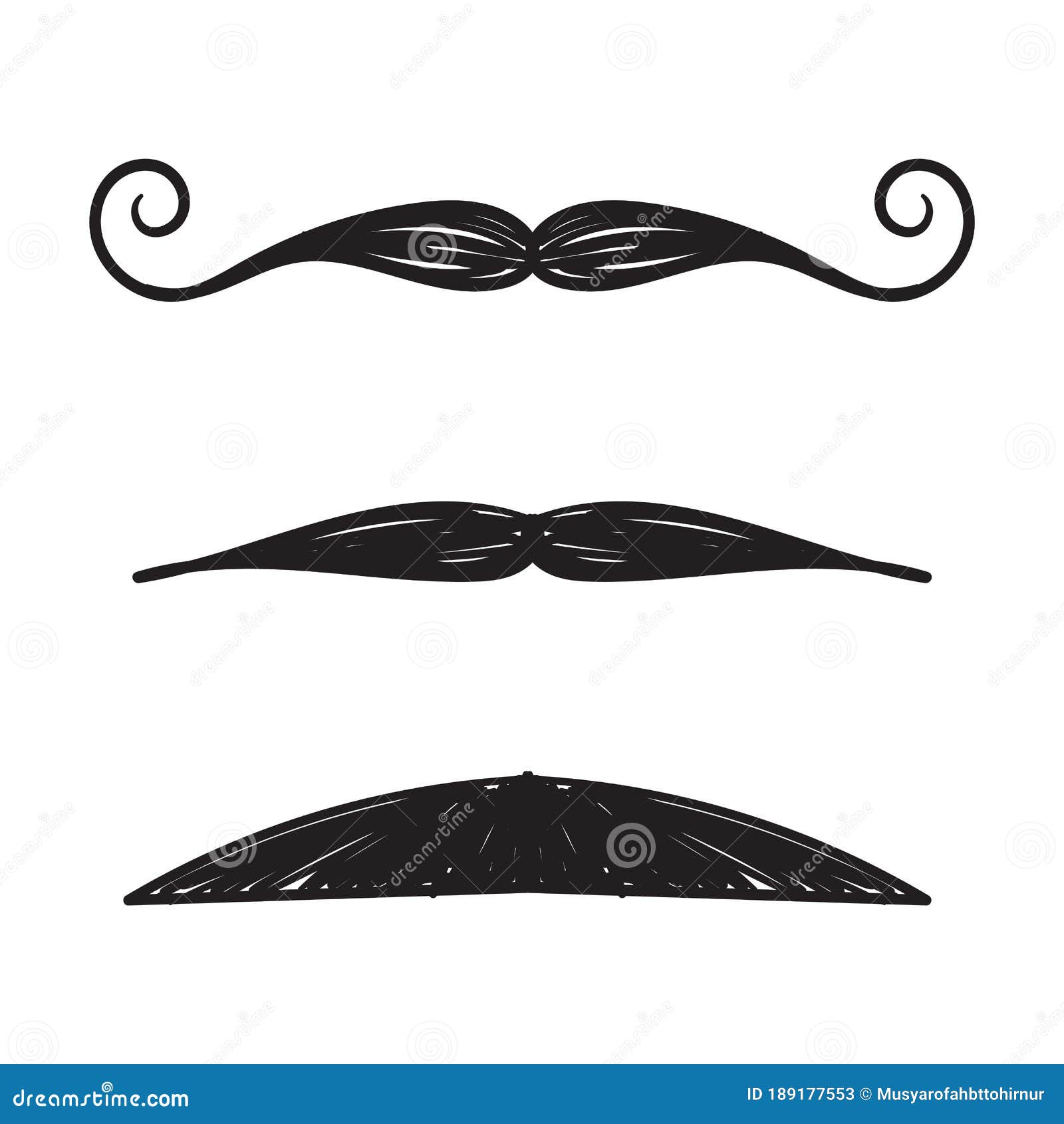 Hand Drawn Mustache Icon Illustration Doodle Style Vector Stock Vector ...
