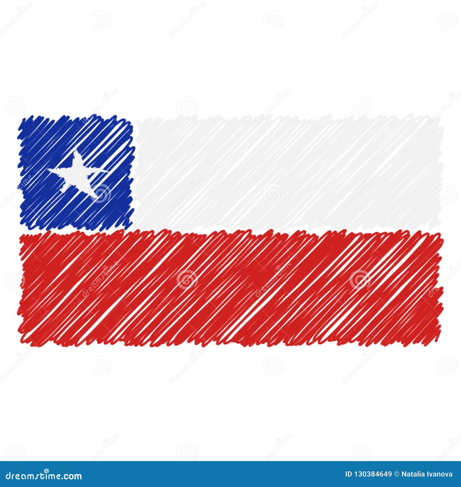 Hand Drawn National Flag of Chile Isolated on a White Background ...