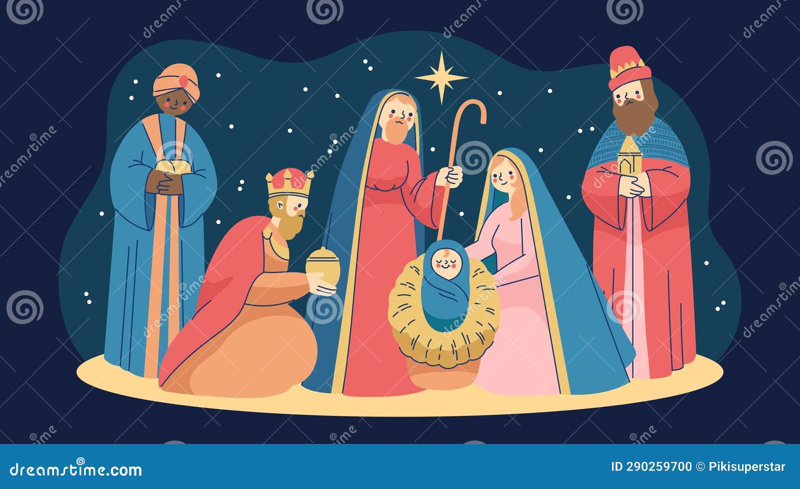Hand Drawn Nativity Scene Vector Design Illustration Stock Vector ...