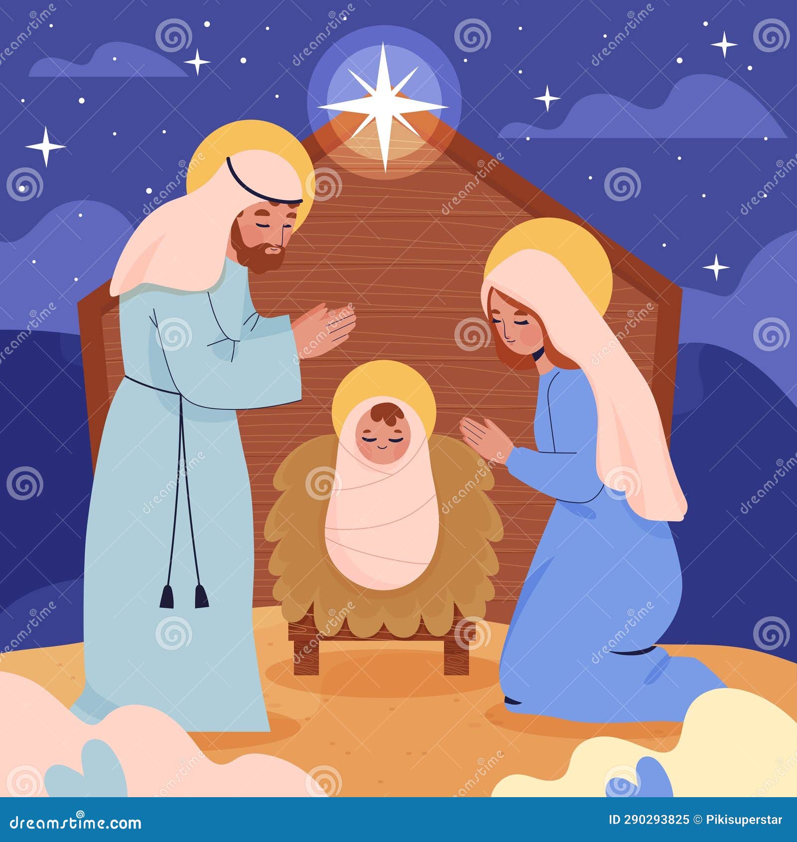Hand Drawn Nativity Scene Vector Design Illustration Stock Vector ...