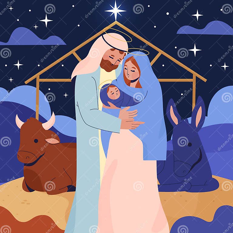 Hand Drawn Nativity Scene Vector Design Illustration Stock Vector ...