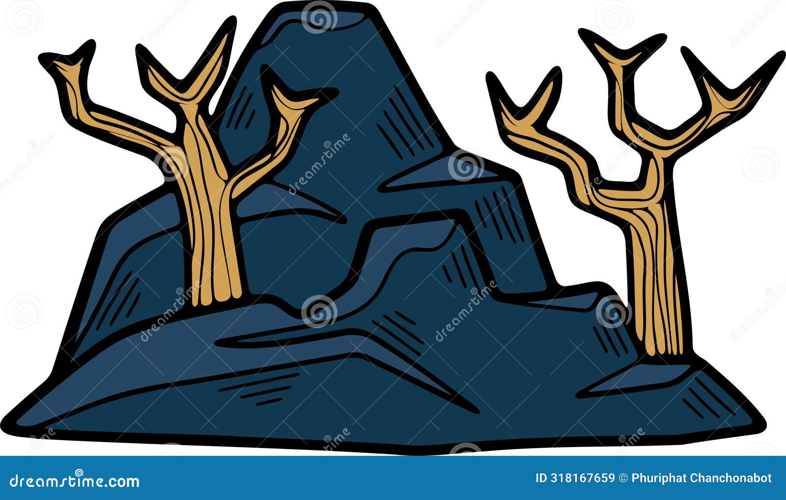 Hand Drawn Natural Island in Flat Style Stock Vector - Illustration of ...