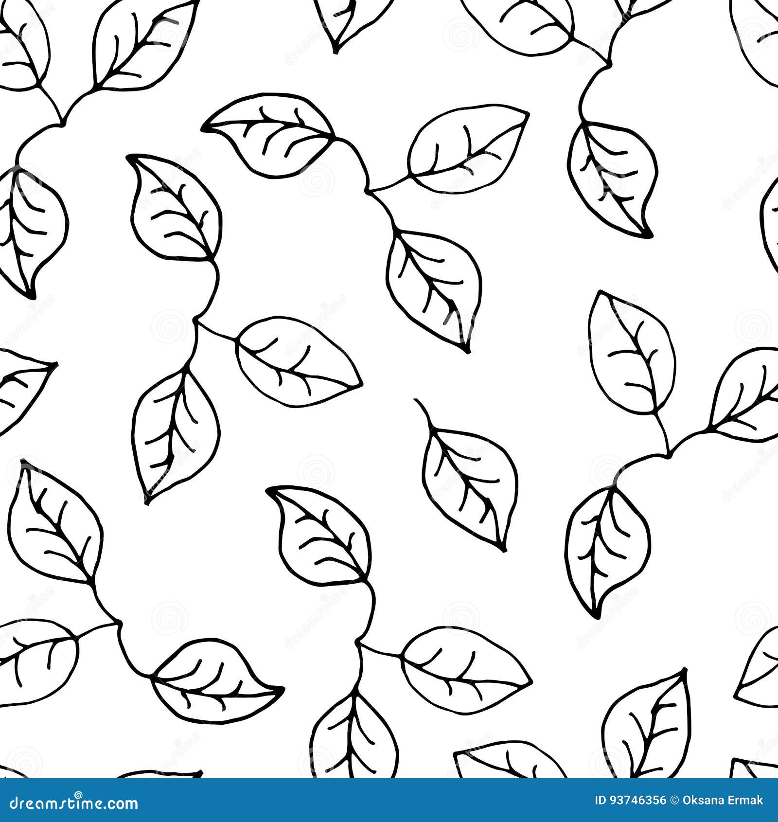 Hand Drawn Nature Pattern stock vector. Illustration of natural - 93746356