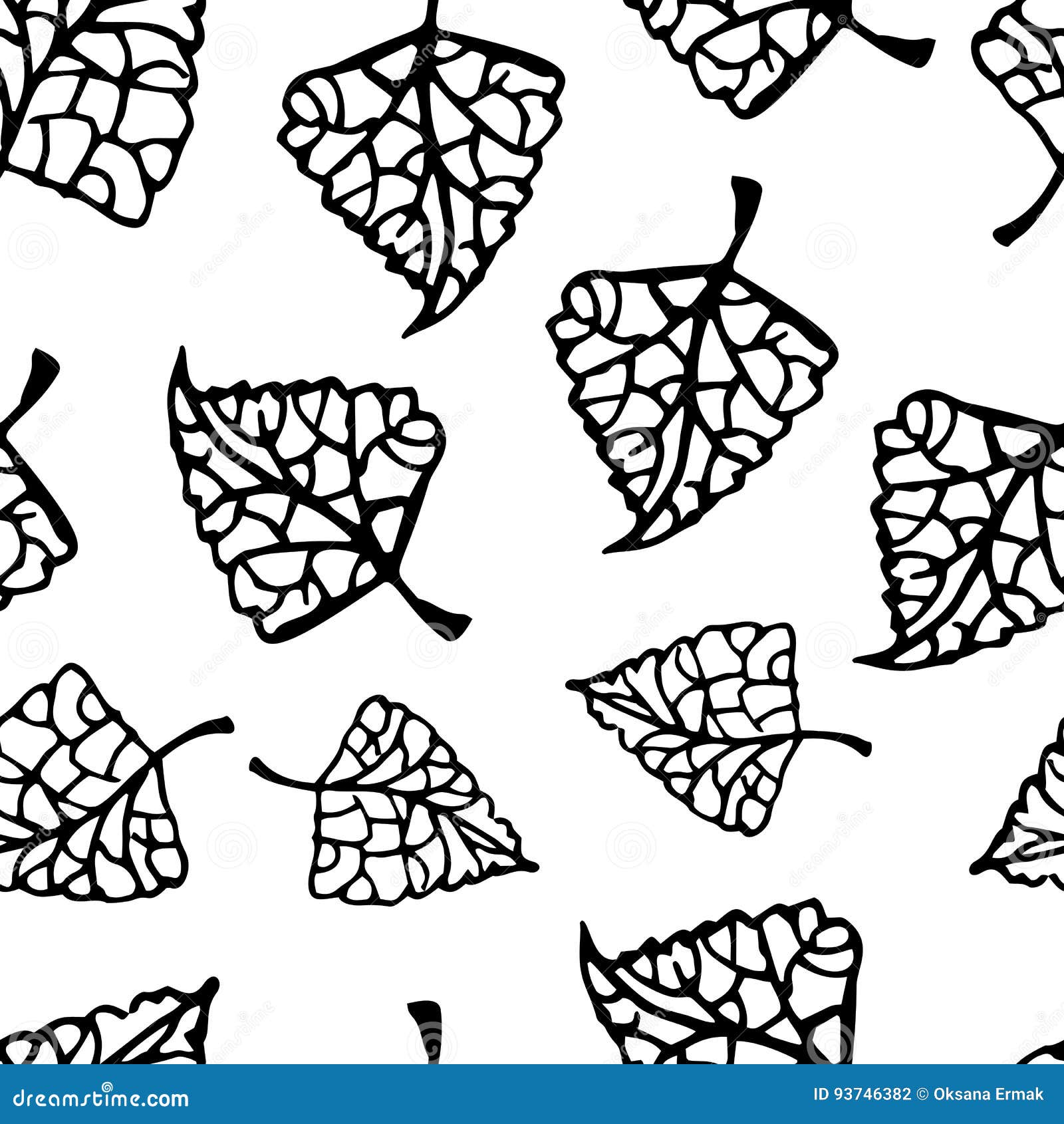 Hand Drawn Nature Pattern stock vector. Illustration of garden - 93746382