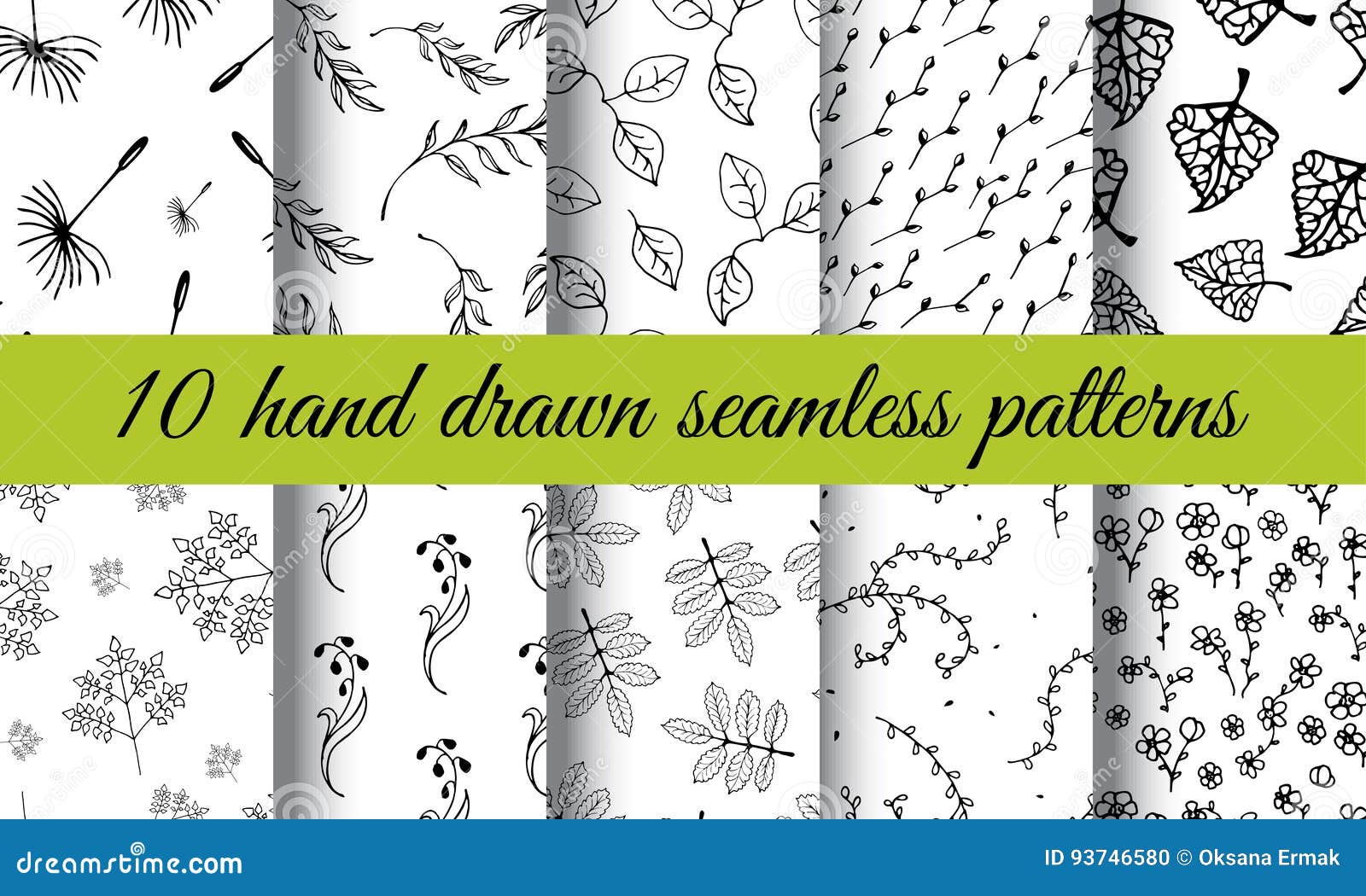 Hand Drawn Nature Pattern stock vector. Illustration of natural - 93746580