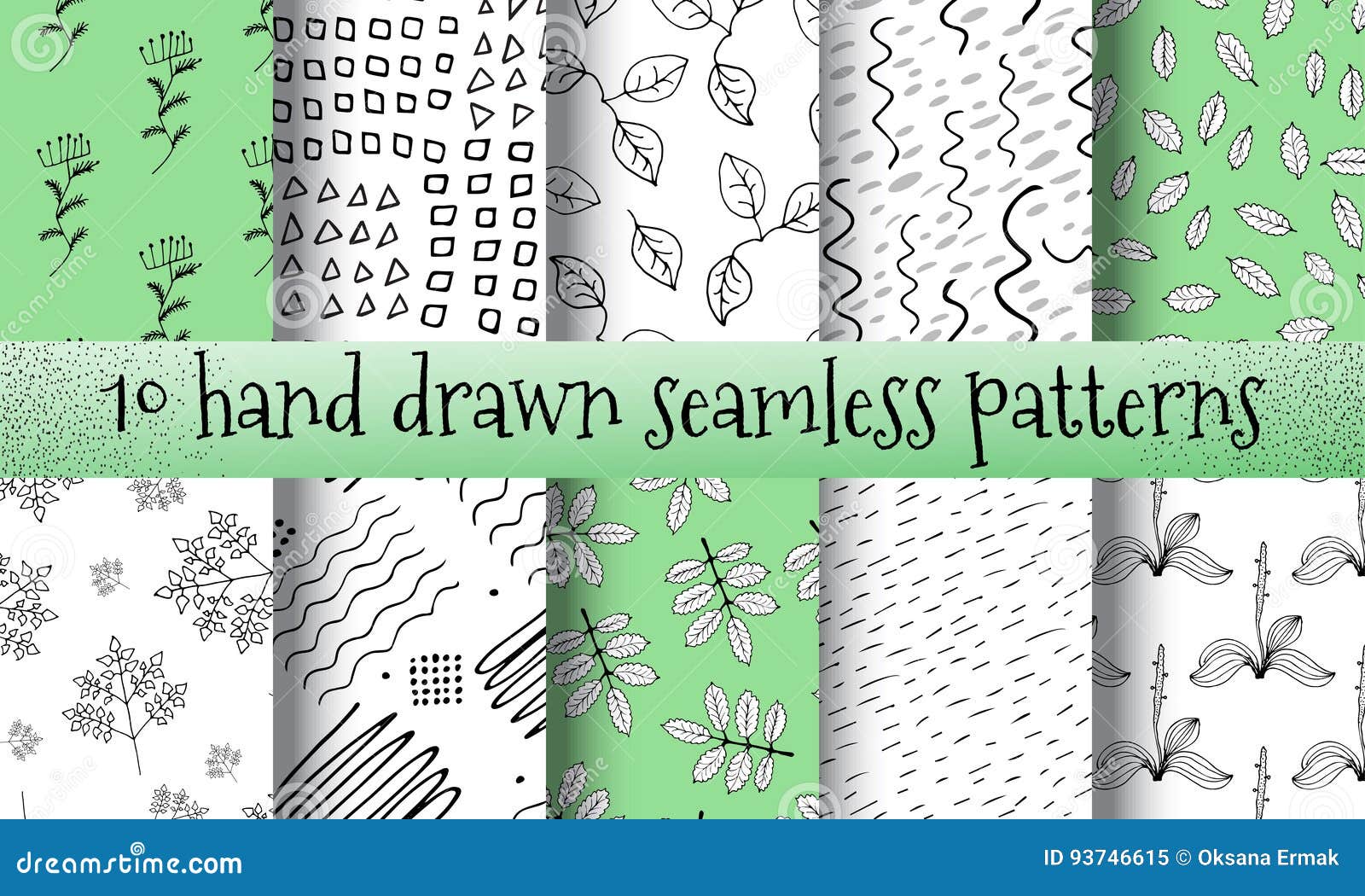 Hand Drawn Nature Pattern stock vector. Illustration of organic - 93746615